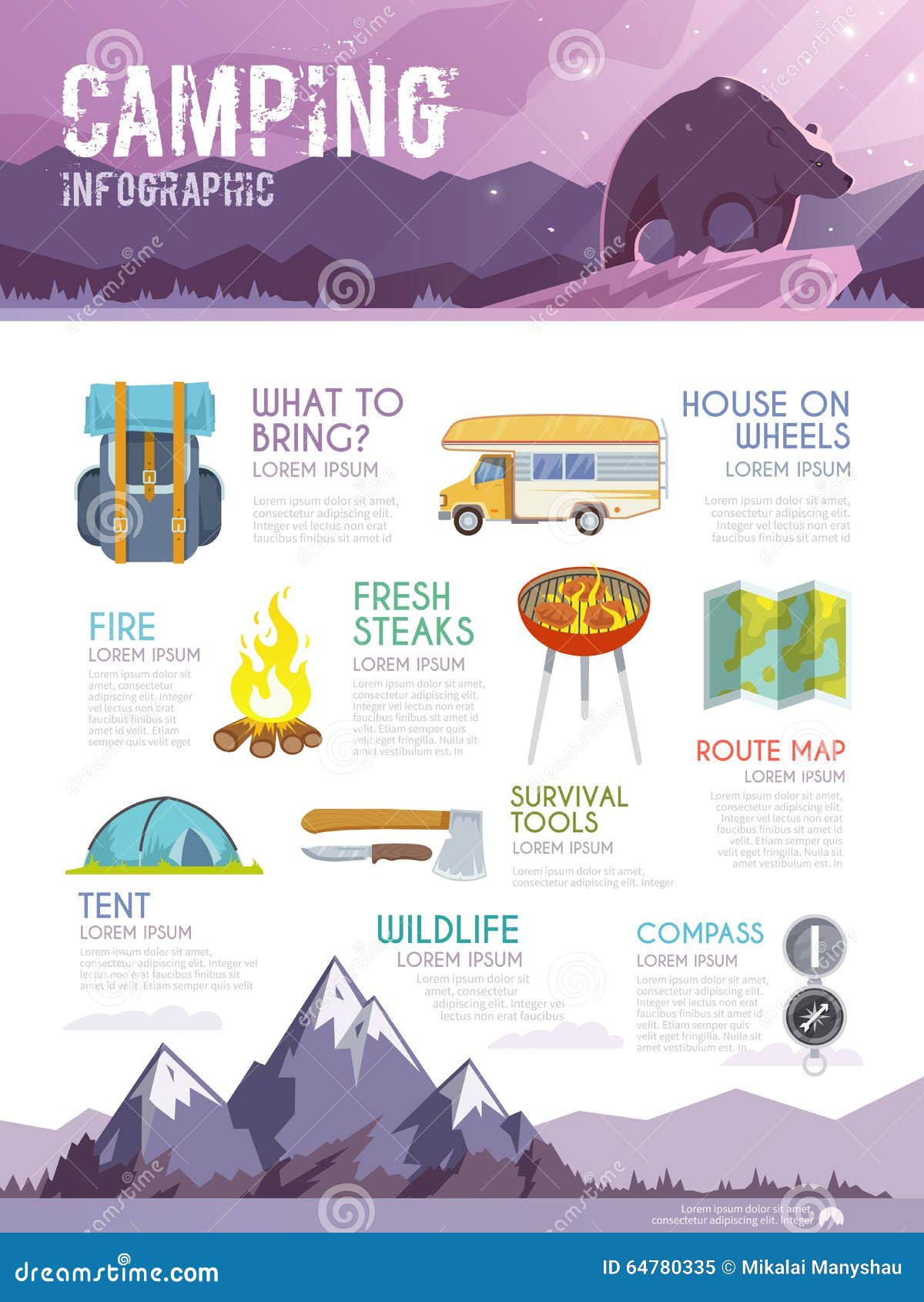 Vector Het Kamperen Infographic Web Vector Illustratie - Illustration ...