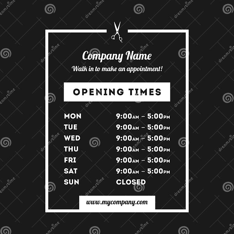 Vector Het Ontwerpkapper Van De Openingstijden Verticale Rechthoek ...