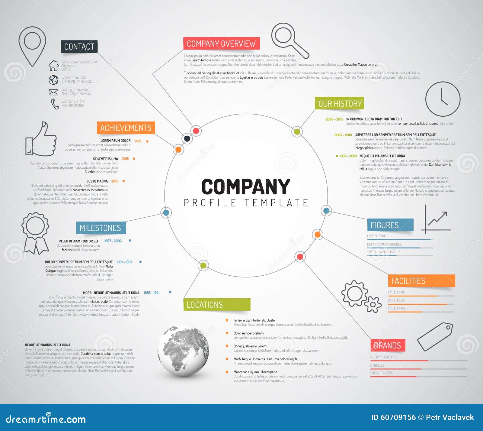 Vector Het Ontwerpmalplaatje Van Het Bedrijf Infographic Overzicht ...