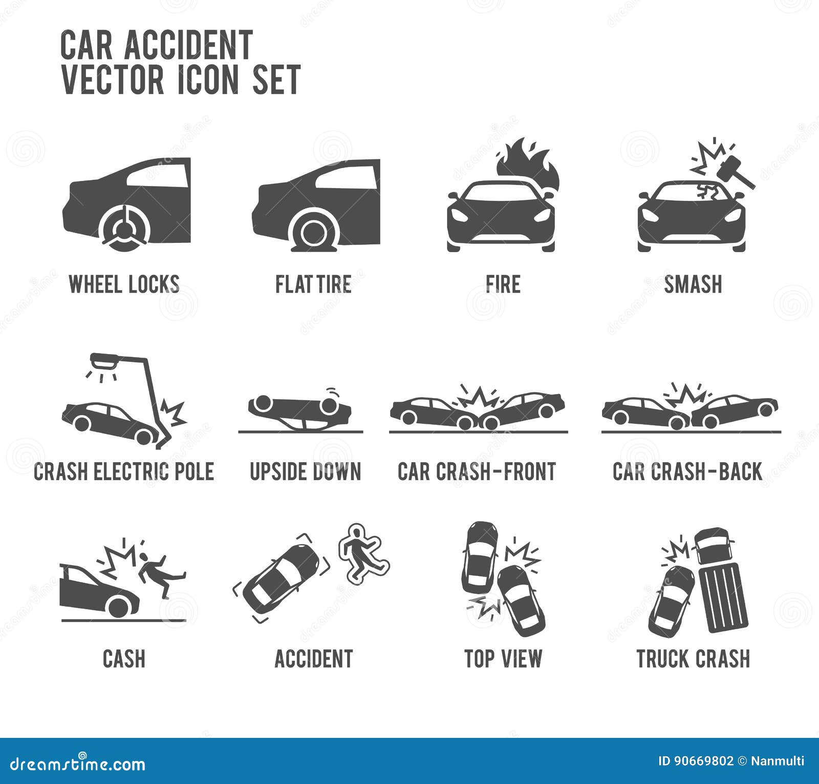 Vector Het Pictogramillustratie Van Het Autoongeval Vector Illustratie ...