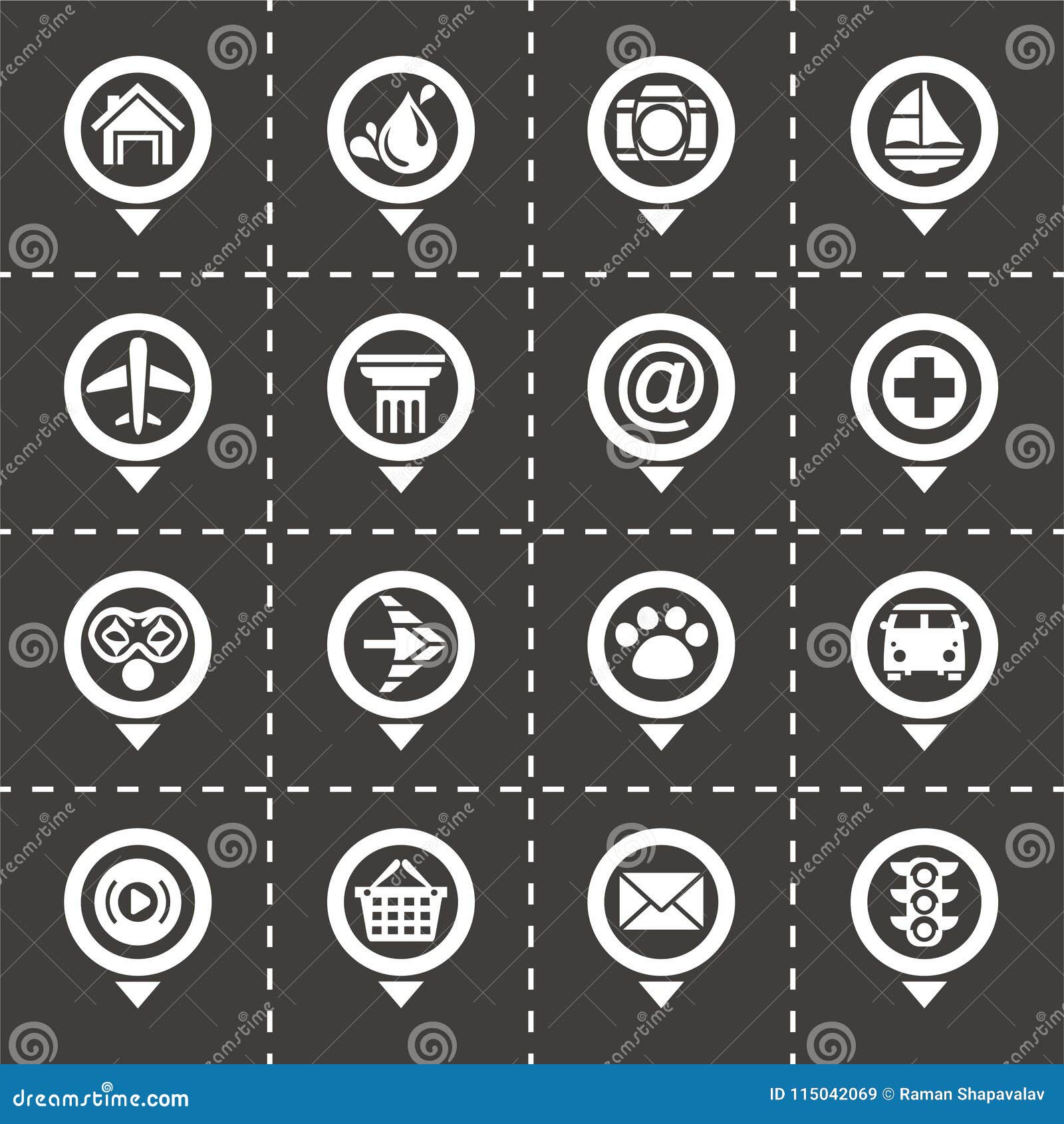 Vector Het Pictogramreeks Van De Kaartwijzer Vector Illustratie ... Vector Het Pictogramreeks Van De Kaartwijzer Vector Illustratie ...