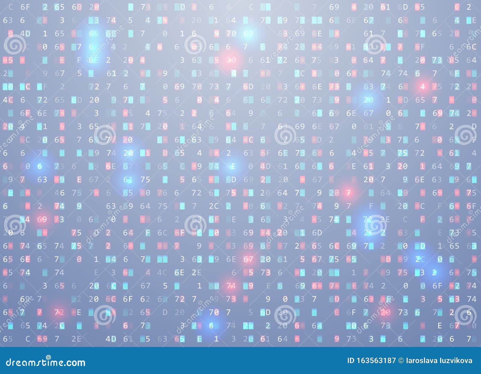 Vector Hex Code Background with Highlight an Important Element, Error, Memory Vulnerability. Big ...