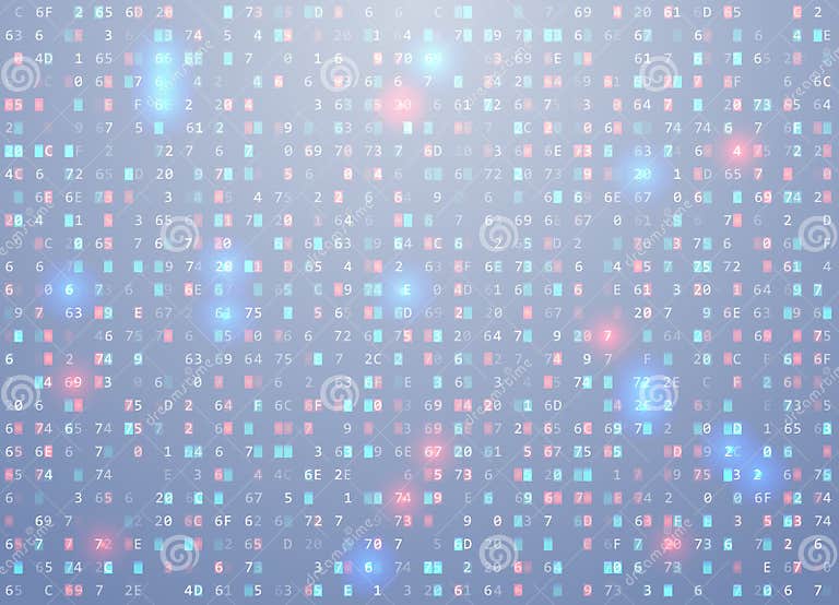 Vector Hex Code Background with Highlight an Important Element, Error, Memory Vulnerability. Big ...