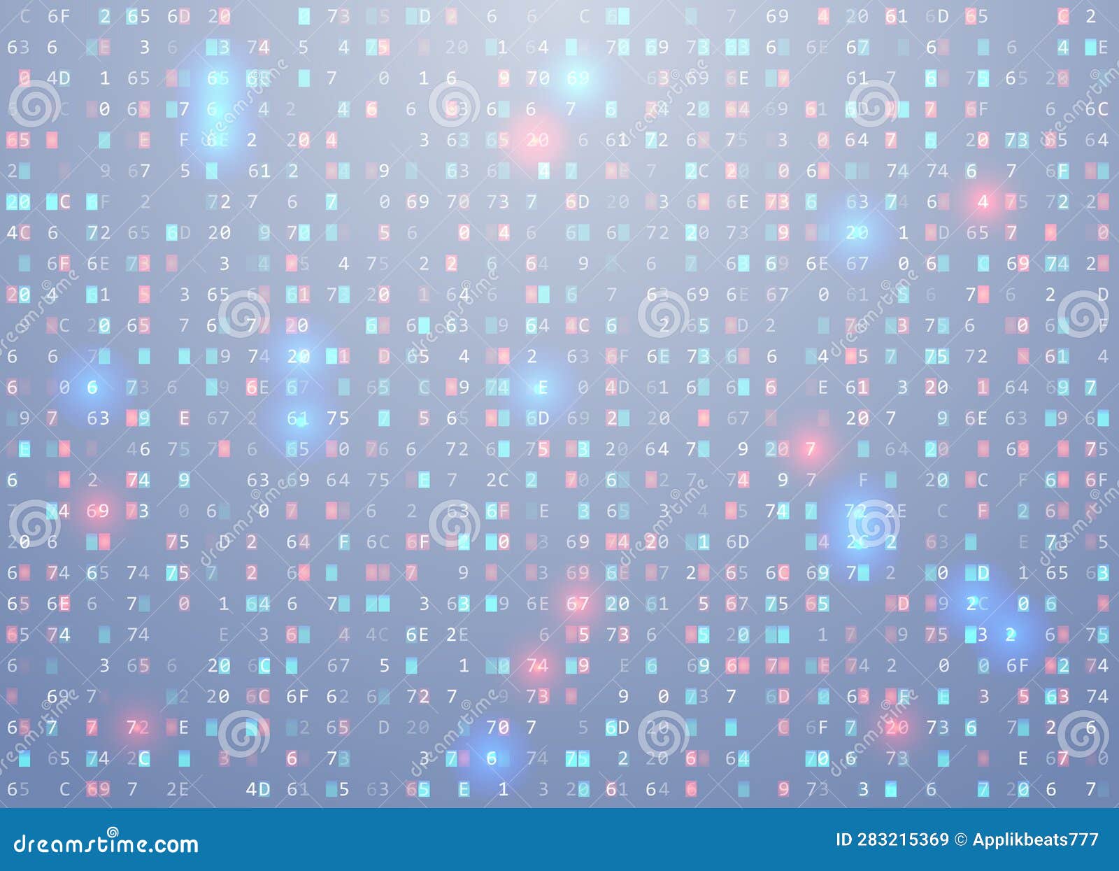 Vector Hex Code Background with Highlight an Important Element, Error, Memory Vulnerability. Big ...
