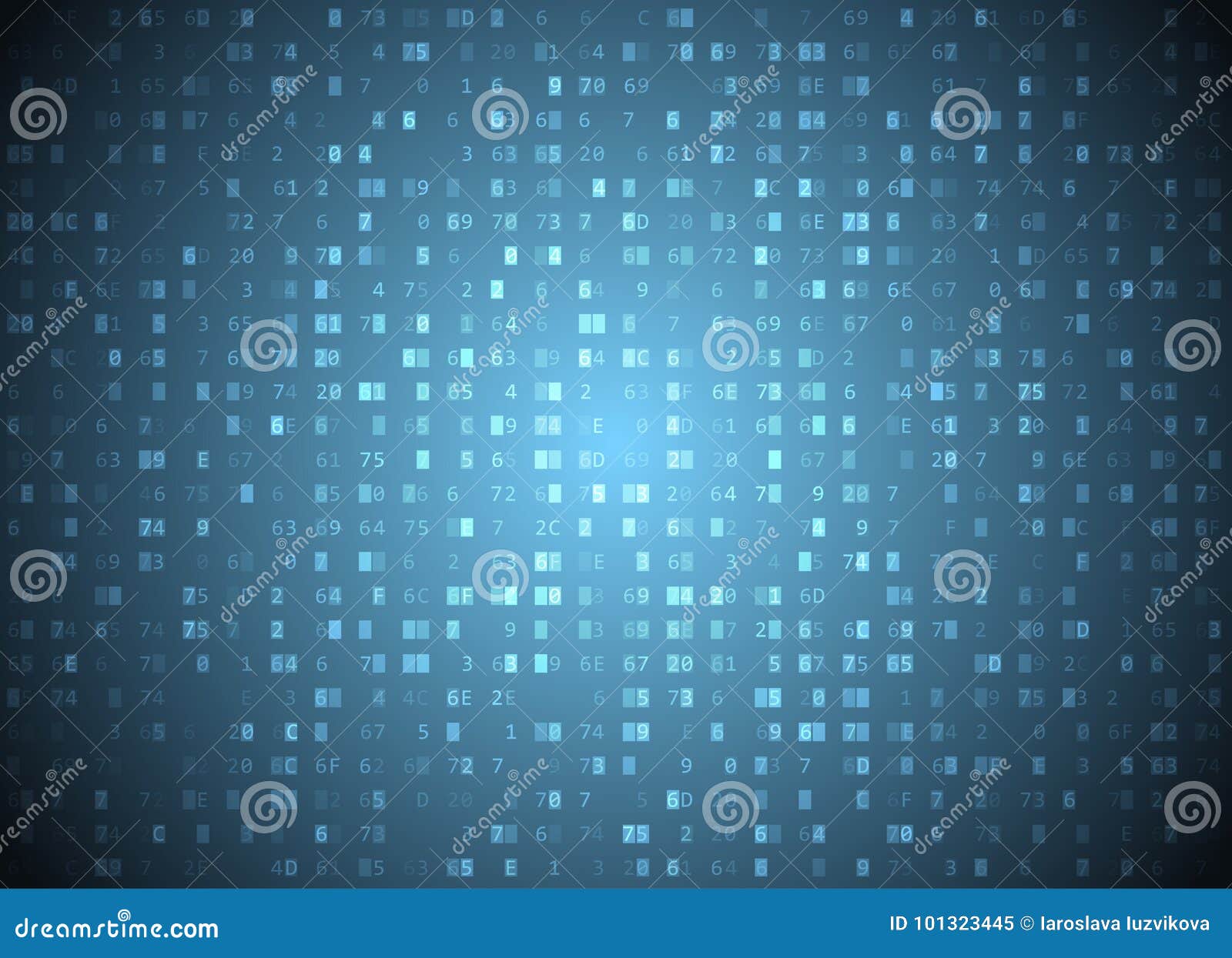 Vector Hexadecimal Code Blue Background Big Data And Programming Hacking Deep Decryption And