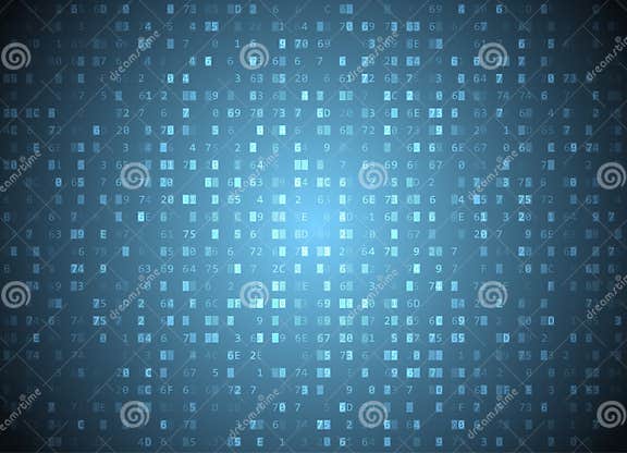 Vector Hexadecimal Code Blue Background Big Data And Programming Hacking Deep Decryption And