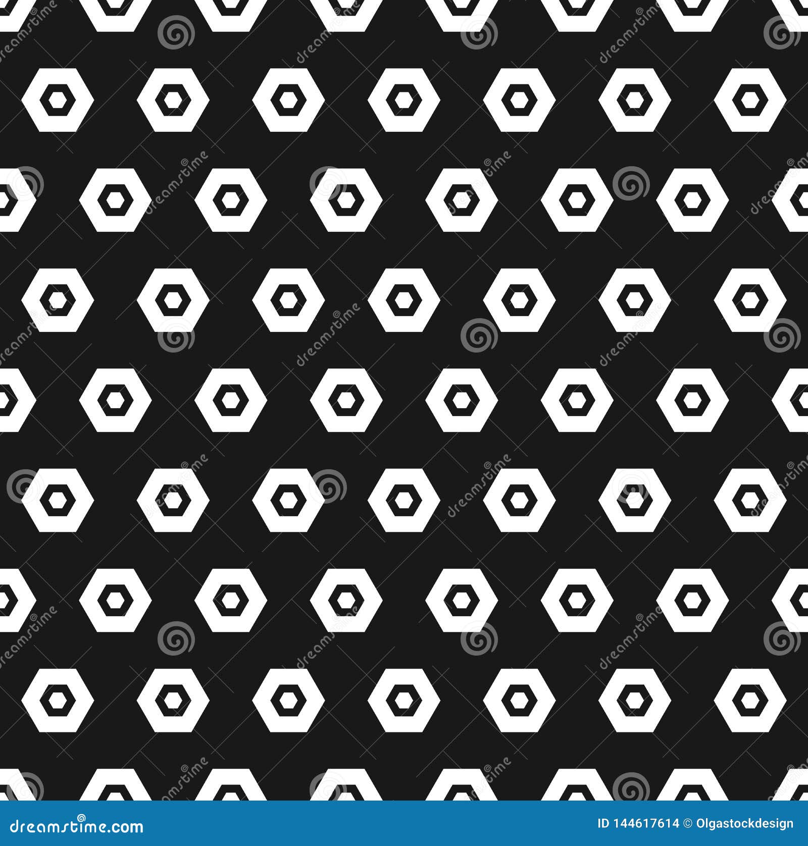 Vector Hexagon Black and White Seamless Pattern. Abstract Geometric ...