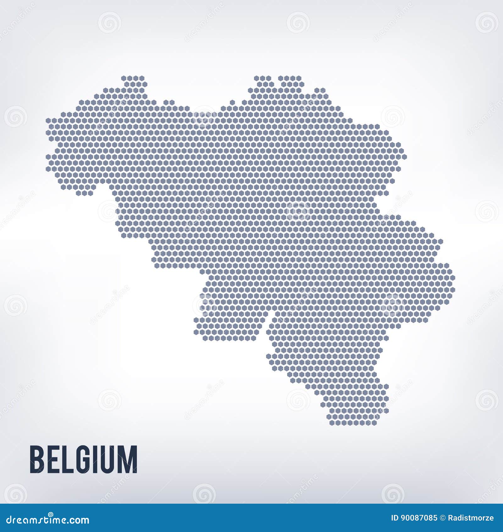 Vector Hexagon Map of Belgium on a Gray Background Stock Vector ...