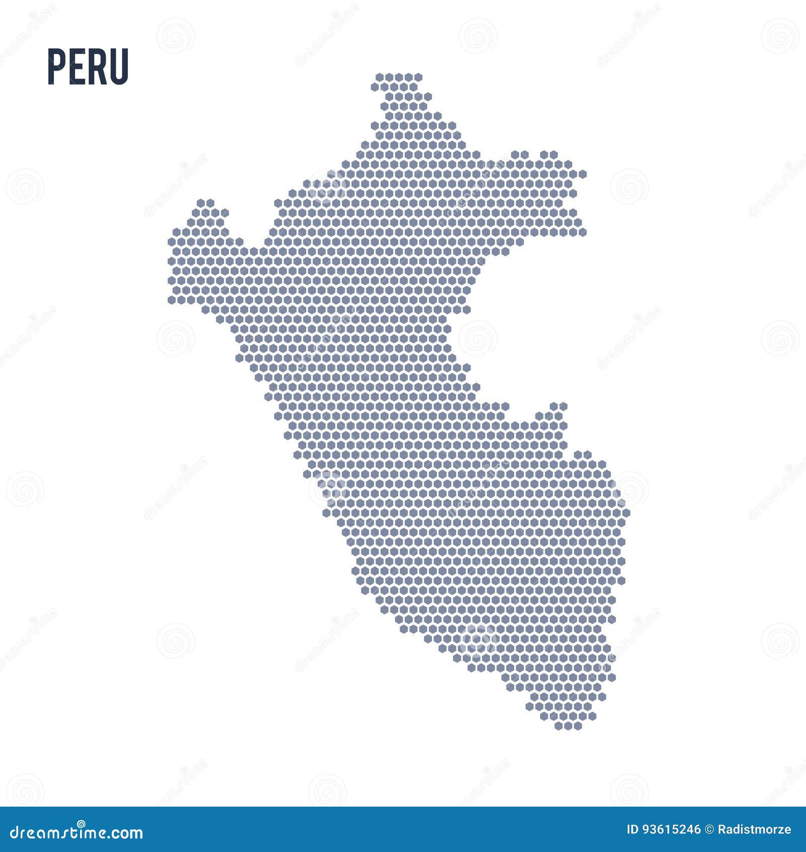 Vector Hexagon Map of Peru on a White Background Stock Illustration ...