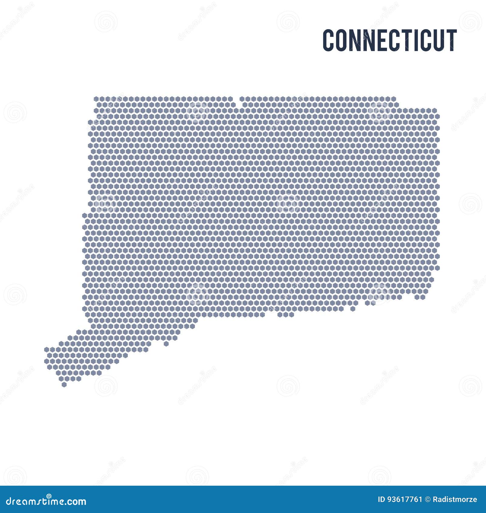 Vector Hexagon Map of State of Connecticut on a White Background Stock ...