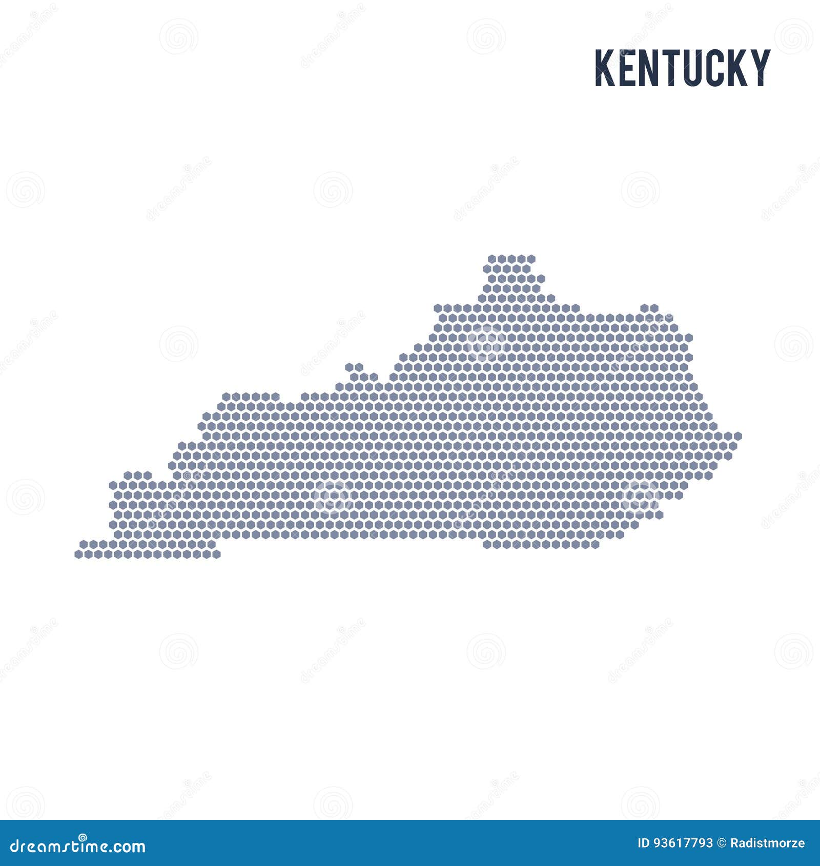Vector Hexagon Map of State of Kentucky on a White Background Stock ...