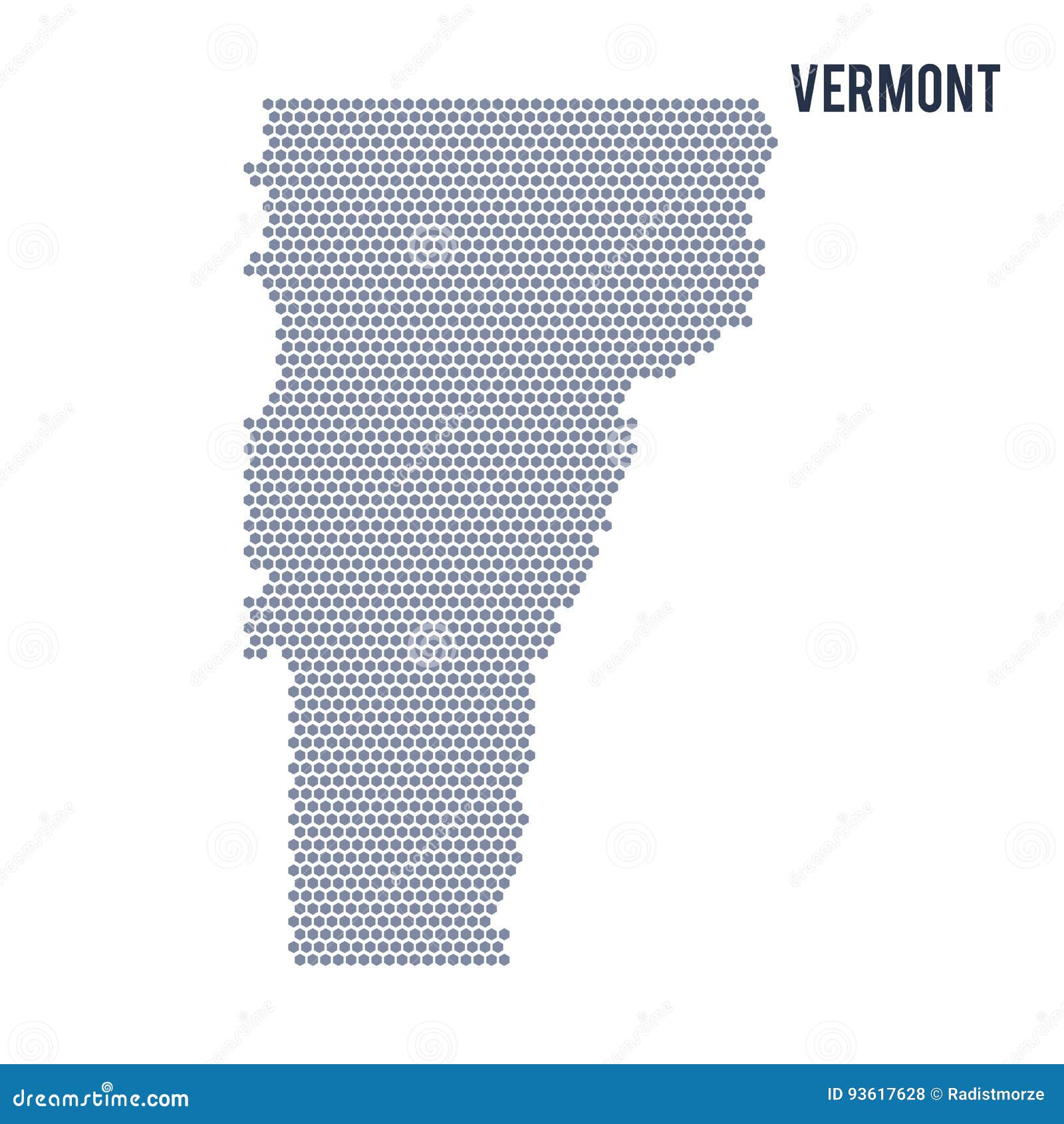 Vector Hexagon Map of State of Vermont on a White Background Stock ...