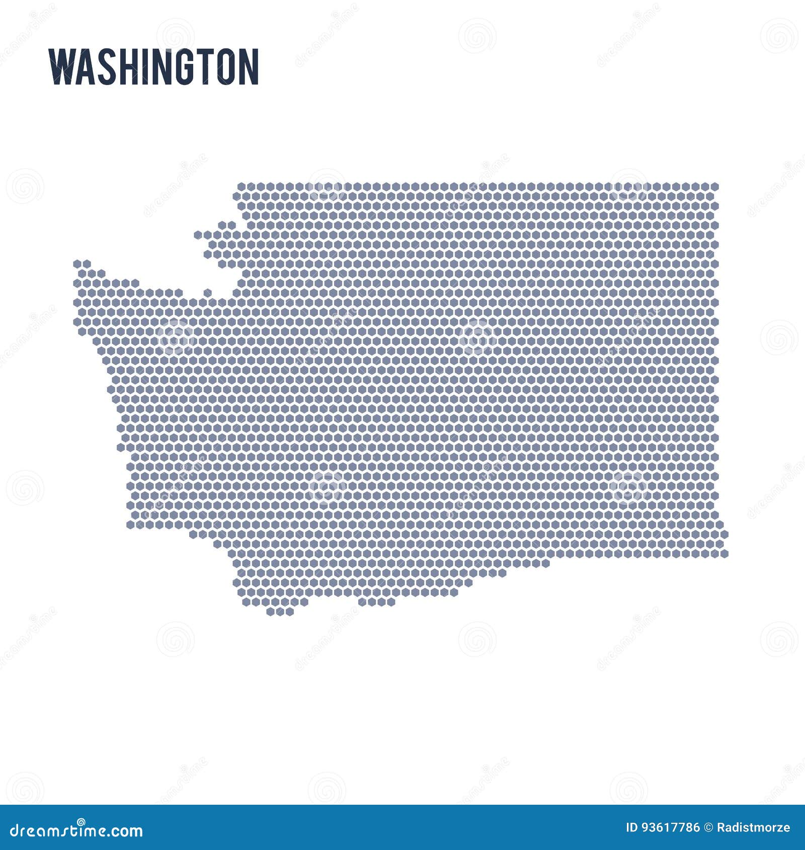 Vector Hexagon Map of State of Washington on a White Background Stock ...