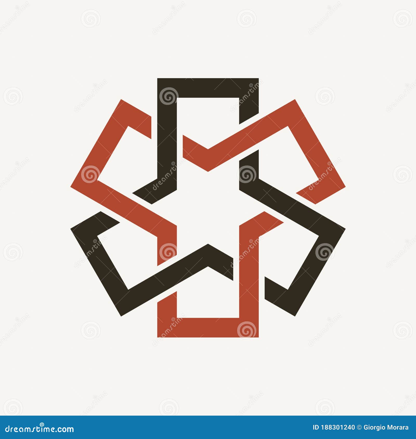 Vector Hexagonal Intertwined Ribbon Design Stock Vector - Illustration ...