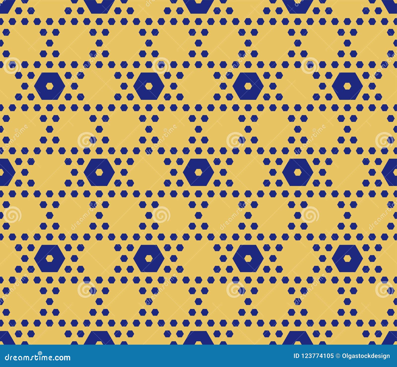 Vector Hexagonal Seamless Pattern in Yellow and Blue Colors. Stock ...