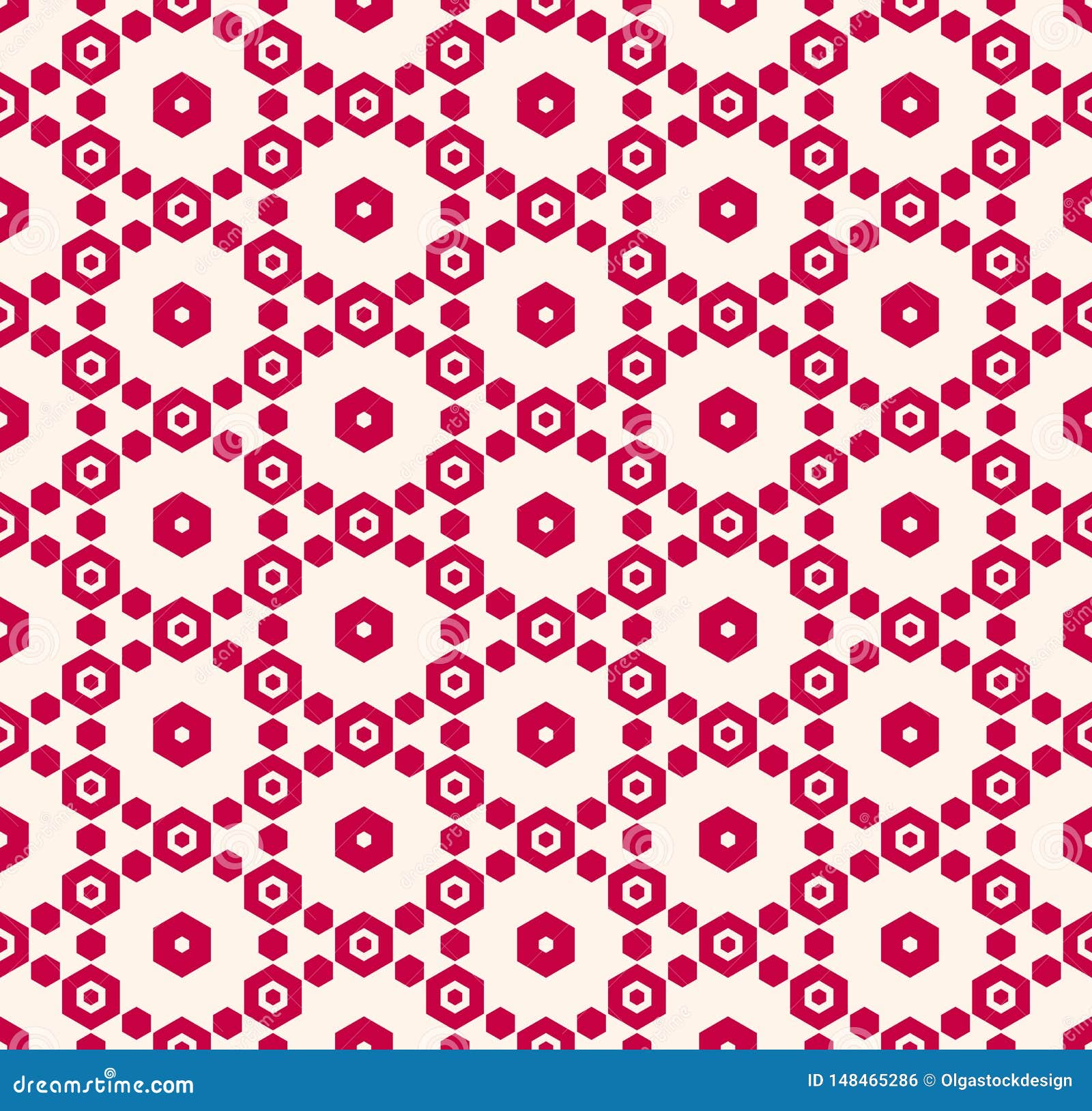 Vector Hexagons Background. Geometric Red and White Hexagonal Seamless ...