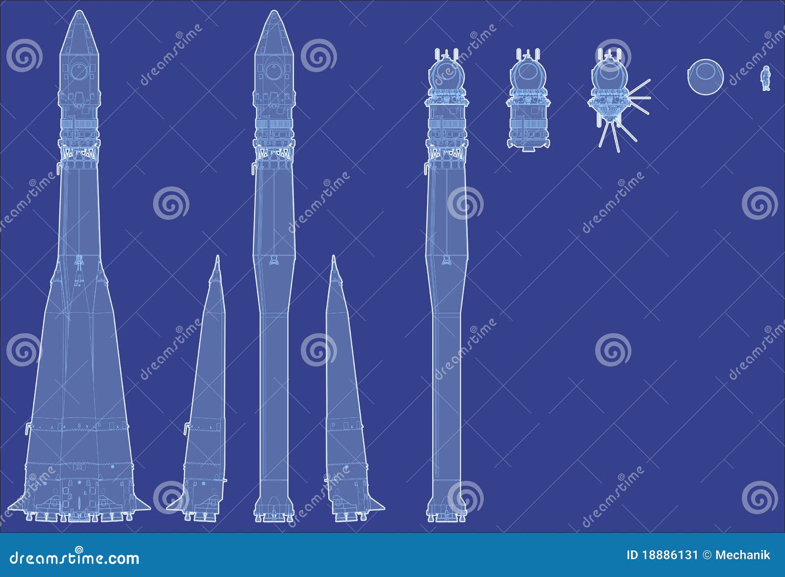 Vector Hi-detailed Space Rocket Stock Vector - Illustration of flight ...