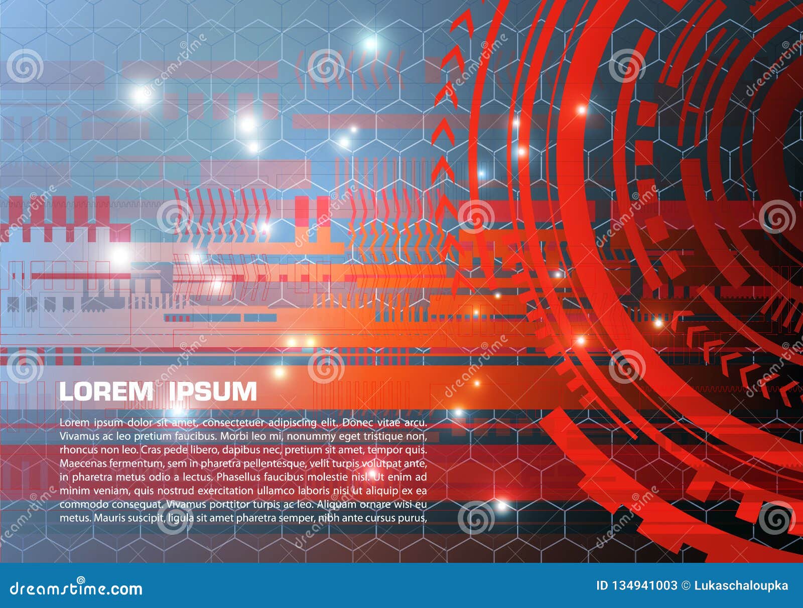 Vector Hi-tech Abstract Colorful Background in Red Color Stock ...