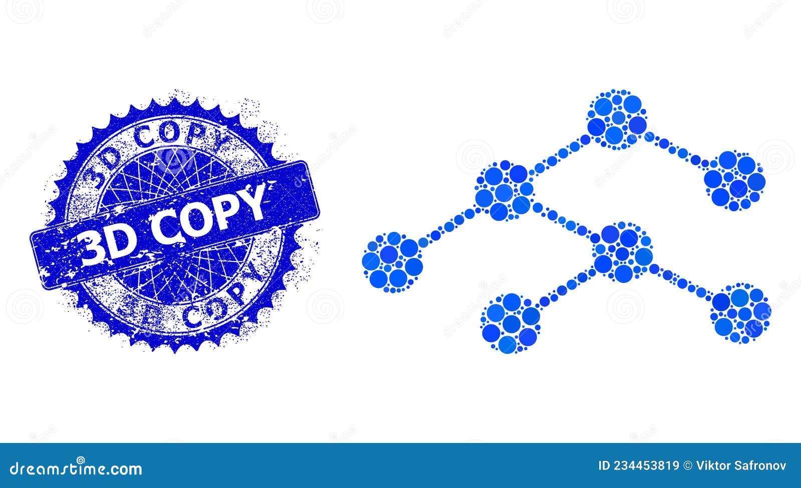 Vector Hierarchy Links Collage of Dots and Textured 3D Copy Badge Stock ...