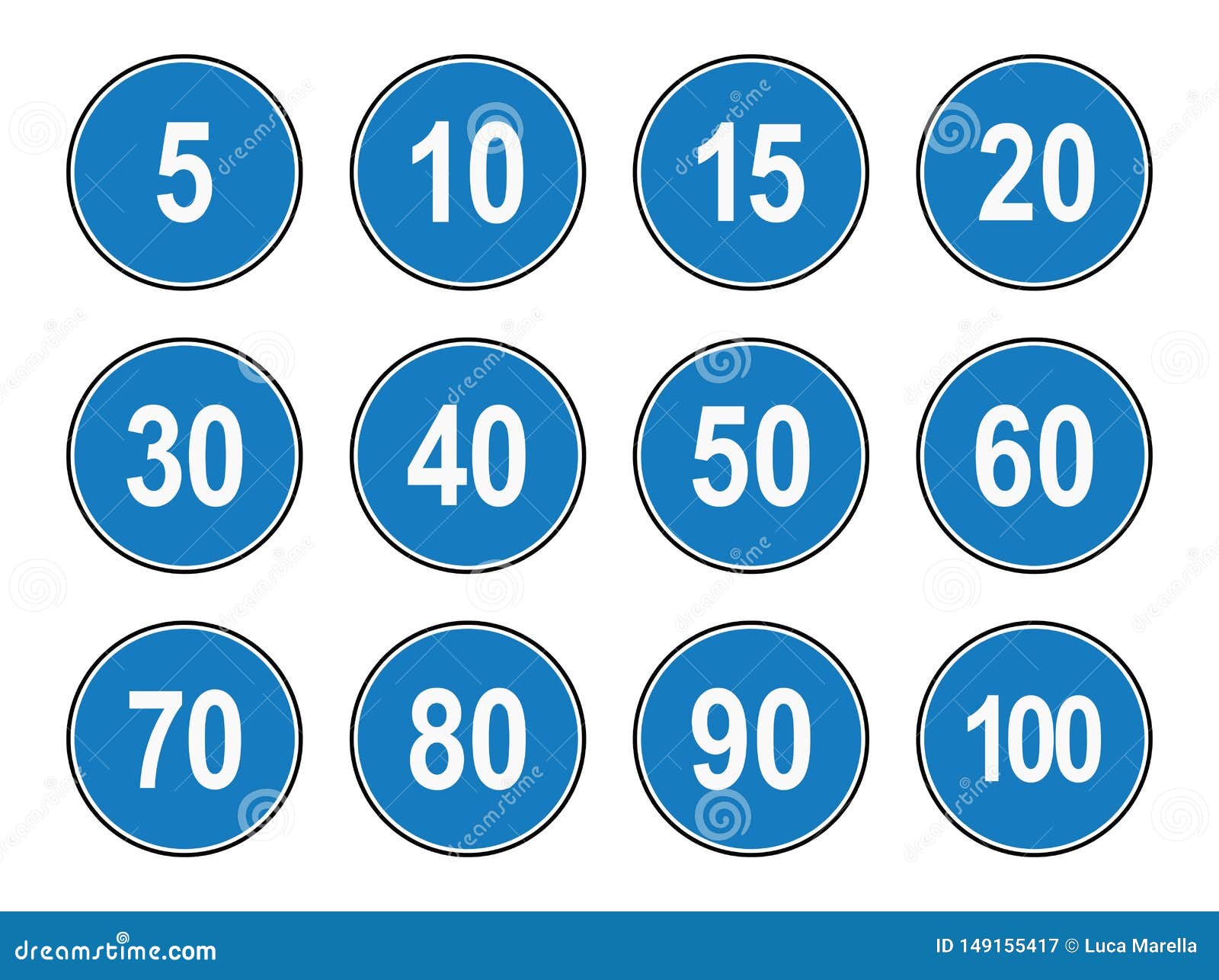 Vector Flat Style Set of Generic Minimun Speed Limit Signs Stock Vector ...