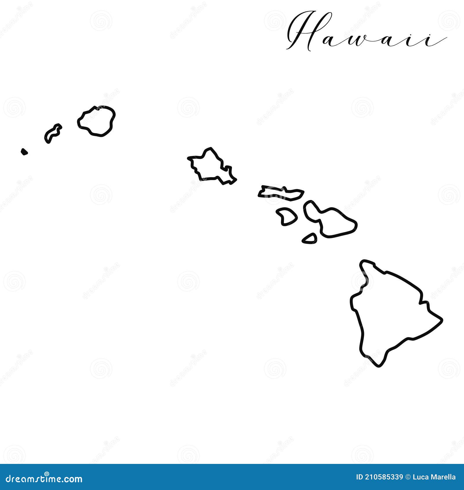 Hawaii Line Map Cartoon Vector | CartoonDealer.com #210585339