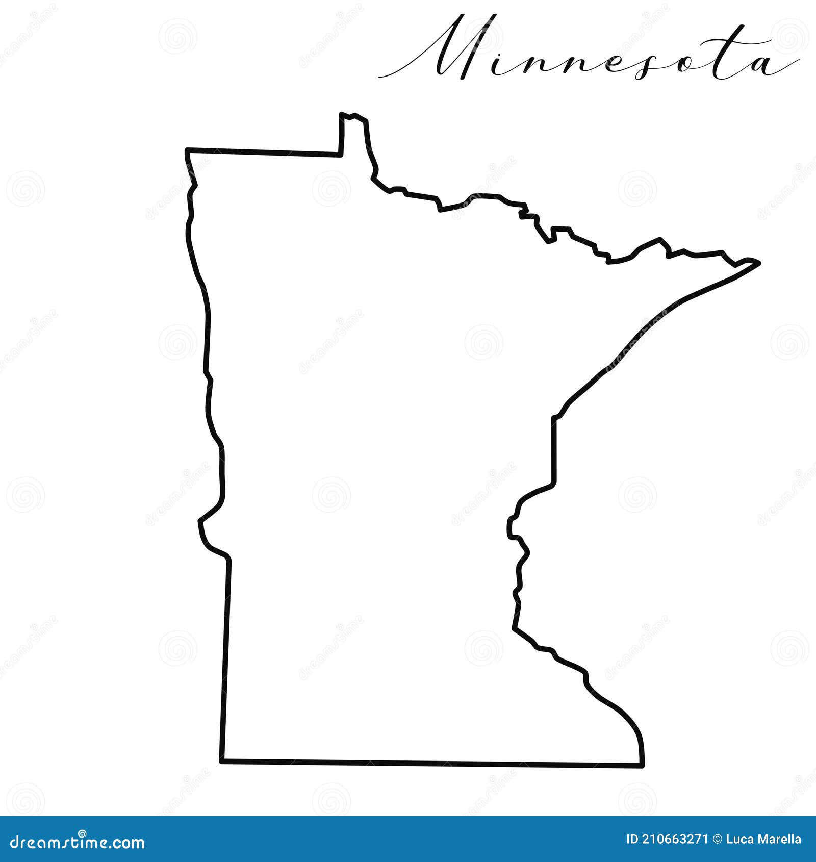 Minnesota Line Map Cartoon Vector | CartoonDealer.com #210663271