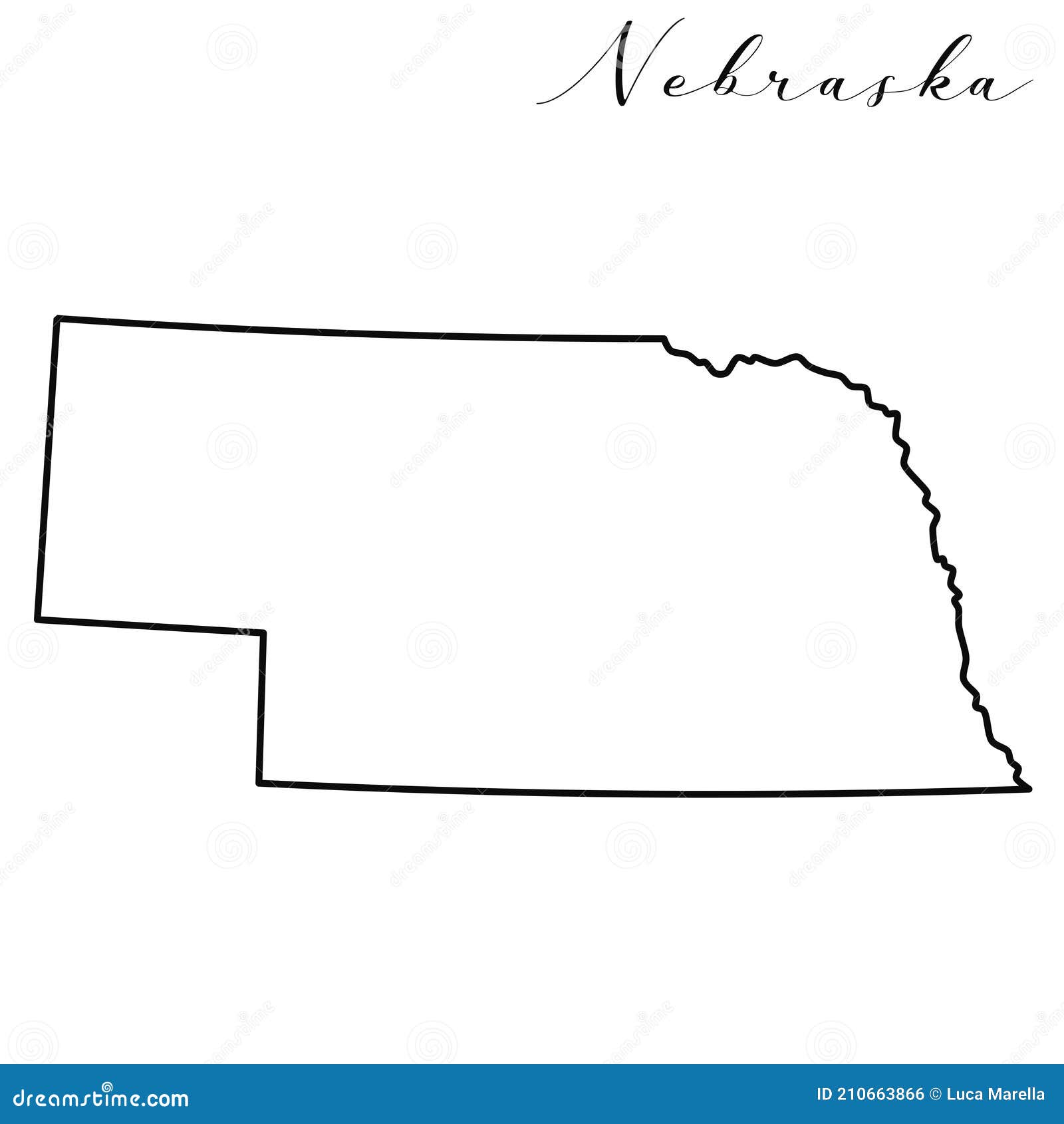 The State Of Nebraska Is Highlighted In Red. Vector Map Of The United ...