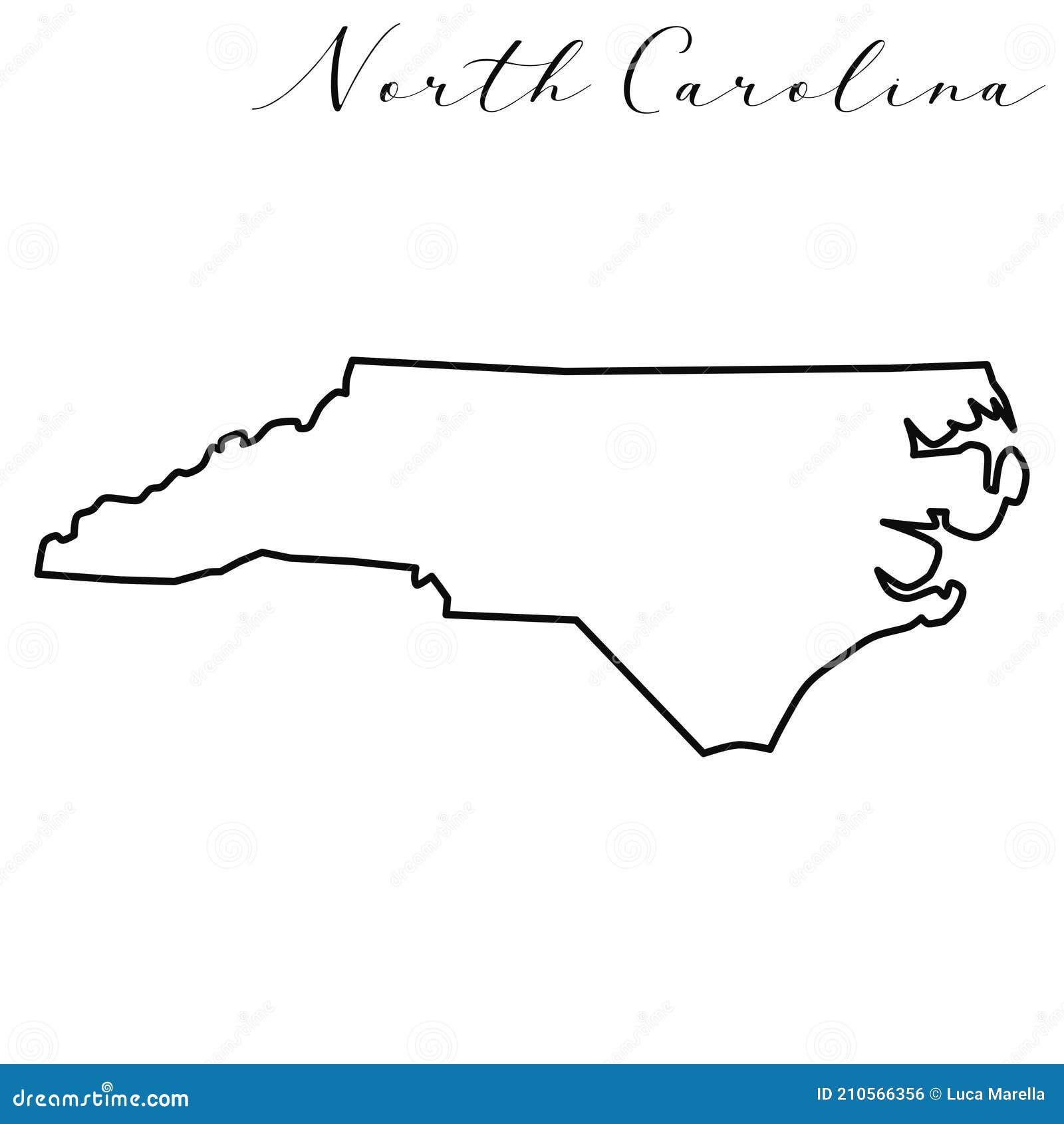 North Carolina line map stock vector. Illustration of black - 210566356