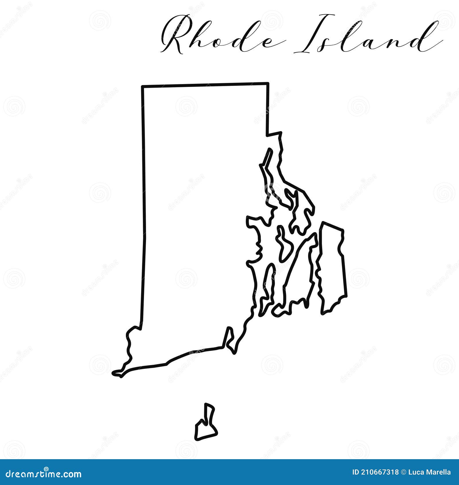 Rhode Island line map stock vector. Illustration of design - 210667318