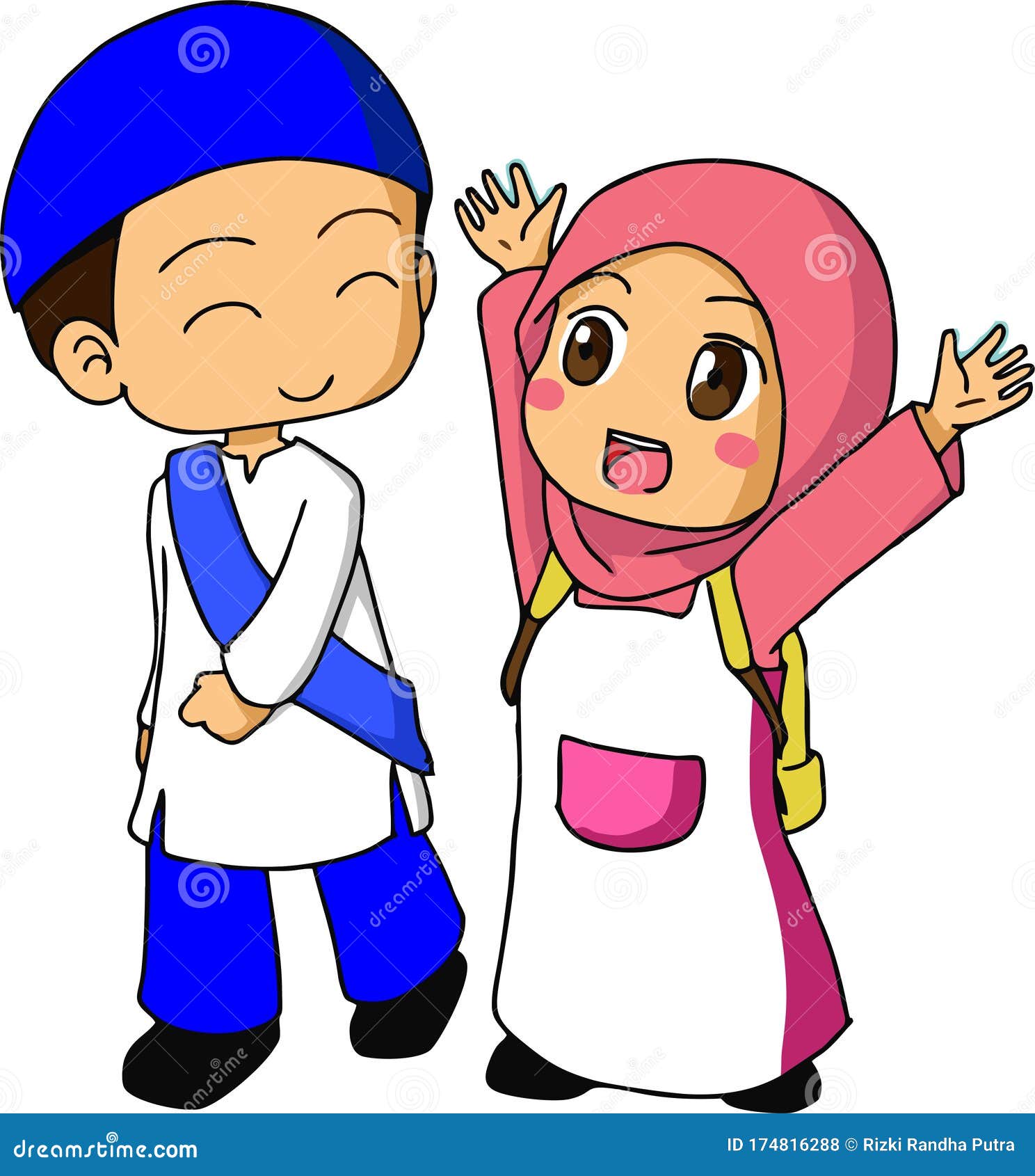 High Resolution Vector Muslim Children Stock Vector - Illustration of ...