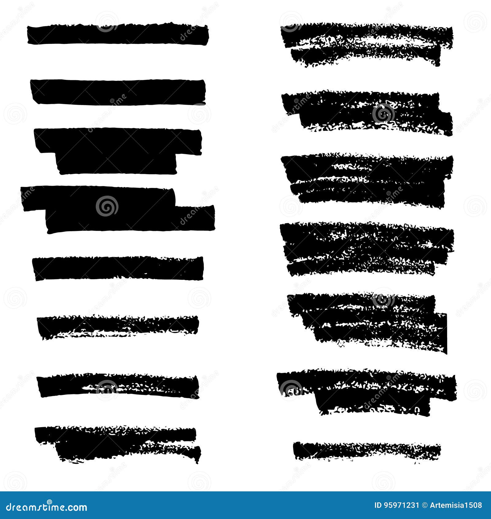 Vector Black Highlighter Brush Lines. Hand Drawing. Stock Vector ...