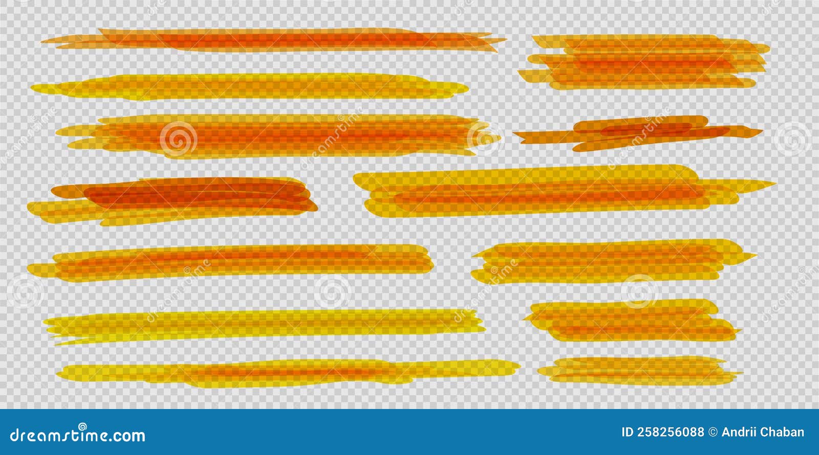 Vector Highlighter Brush Set. Hand Drawn Yellow Highlight Marker ...