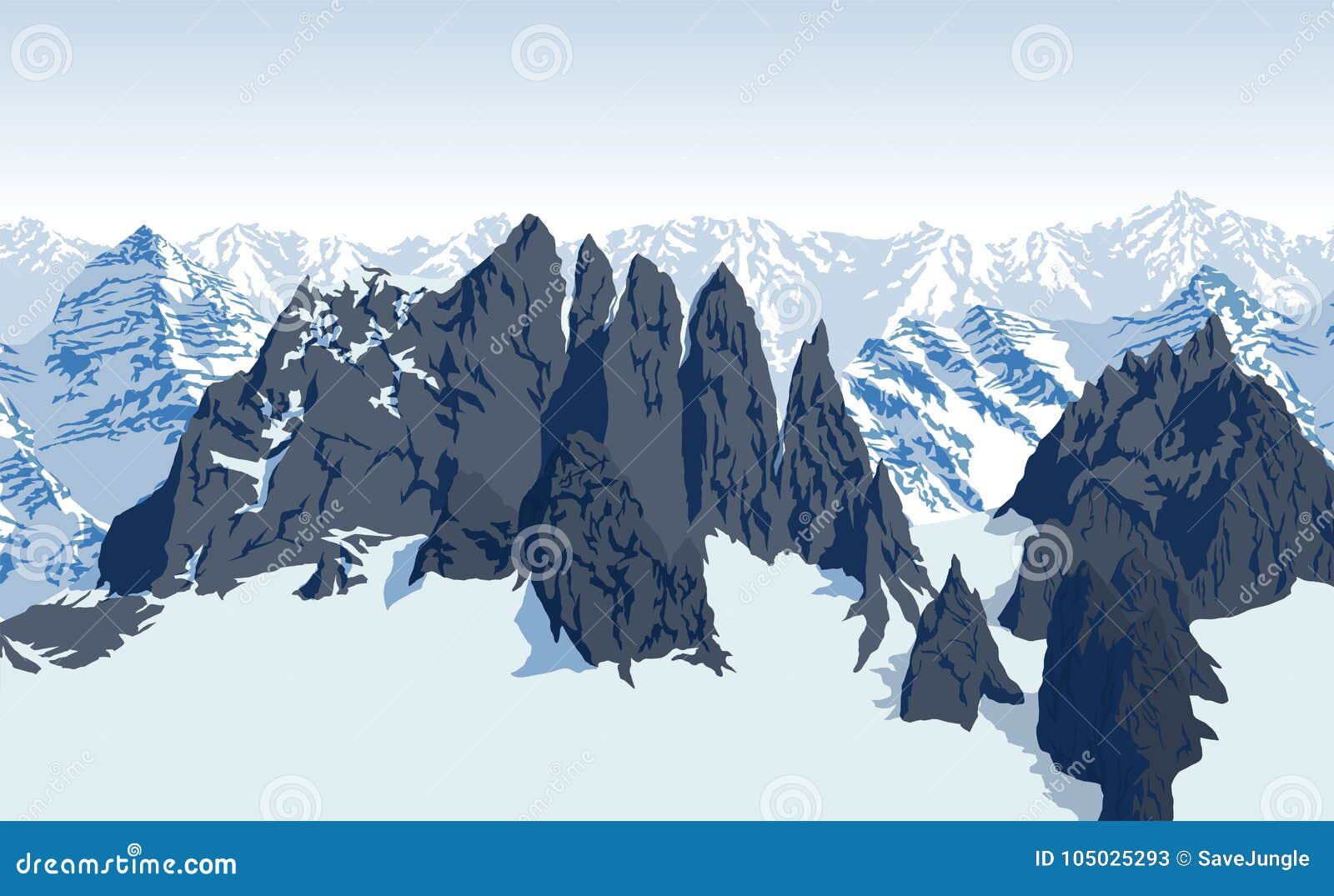 Vector Himalaya Alps Mountains Background Stock Vector - Illustration ...