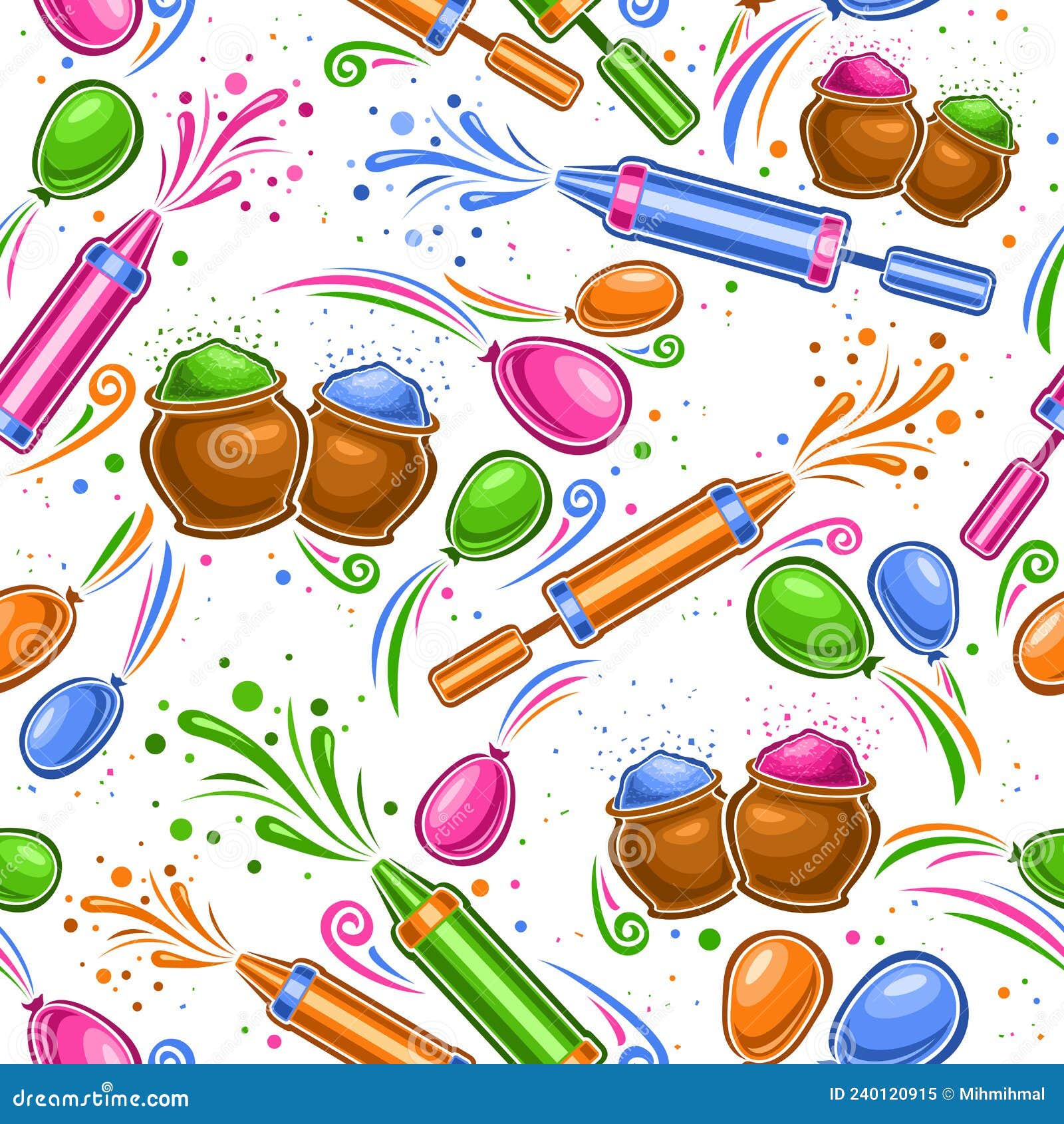 Vector Holi Seamless Pattern Stock Vector - Illustration of fancy ...