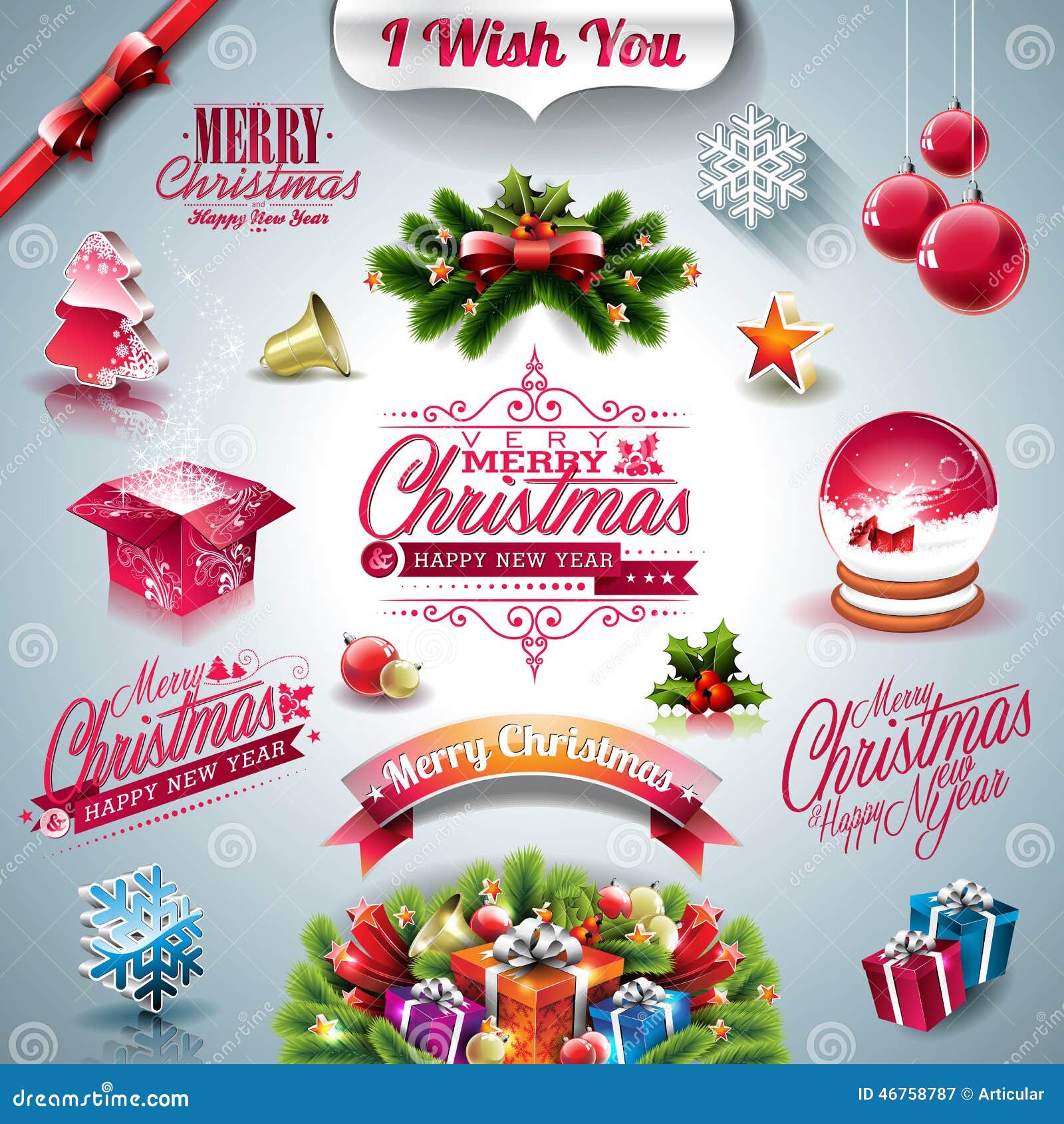 Vector Holiday Collection for a Christmas Theme with 3d Elements on ...