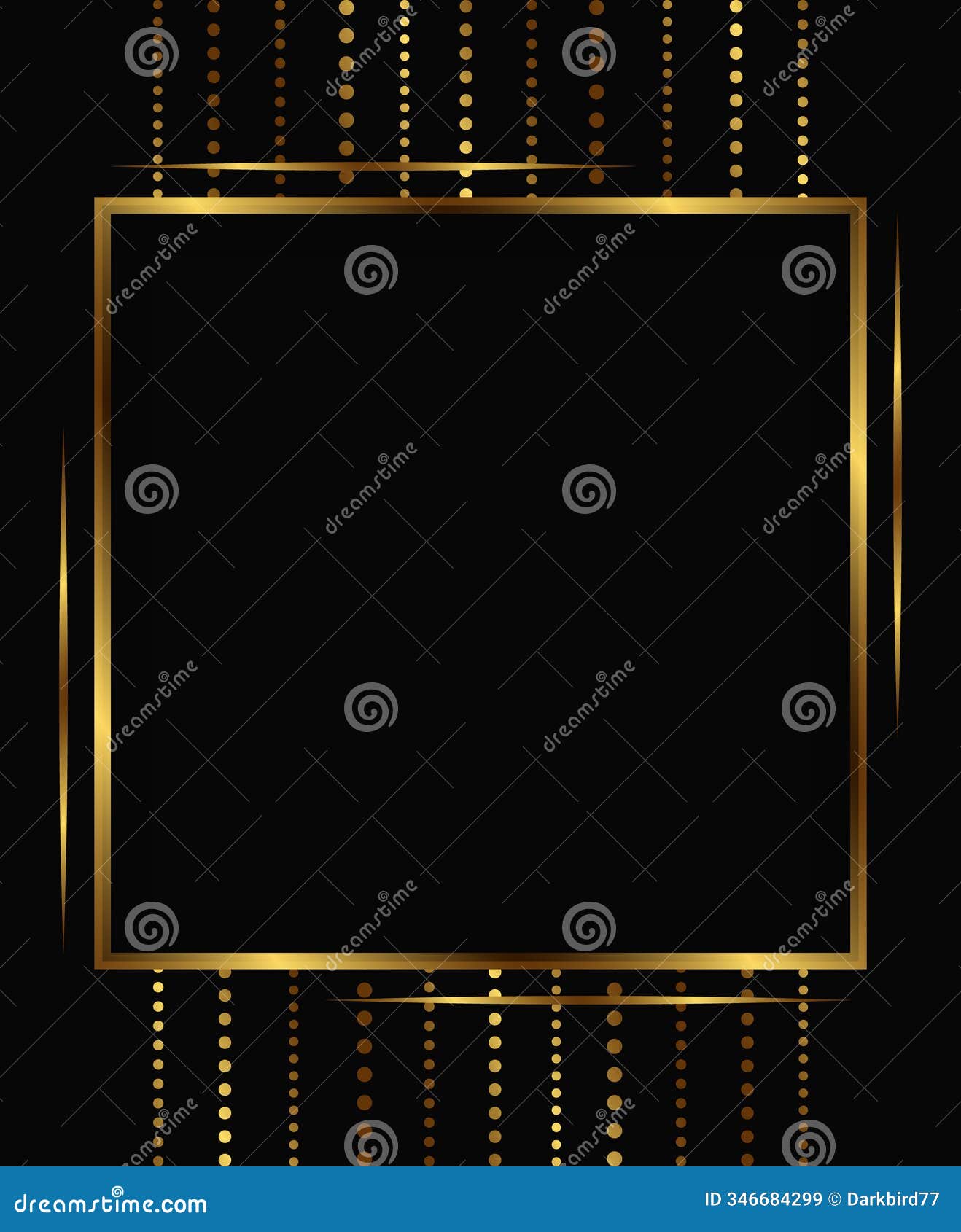 Vector Holiday Dark Background with Shining Square Frame and Golden ...