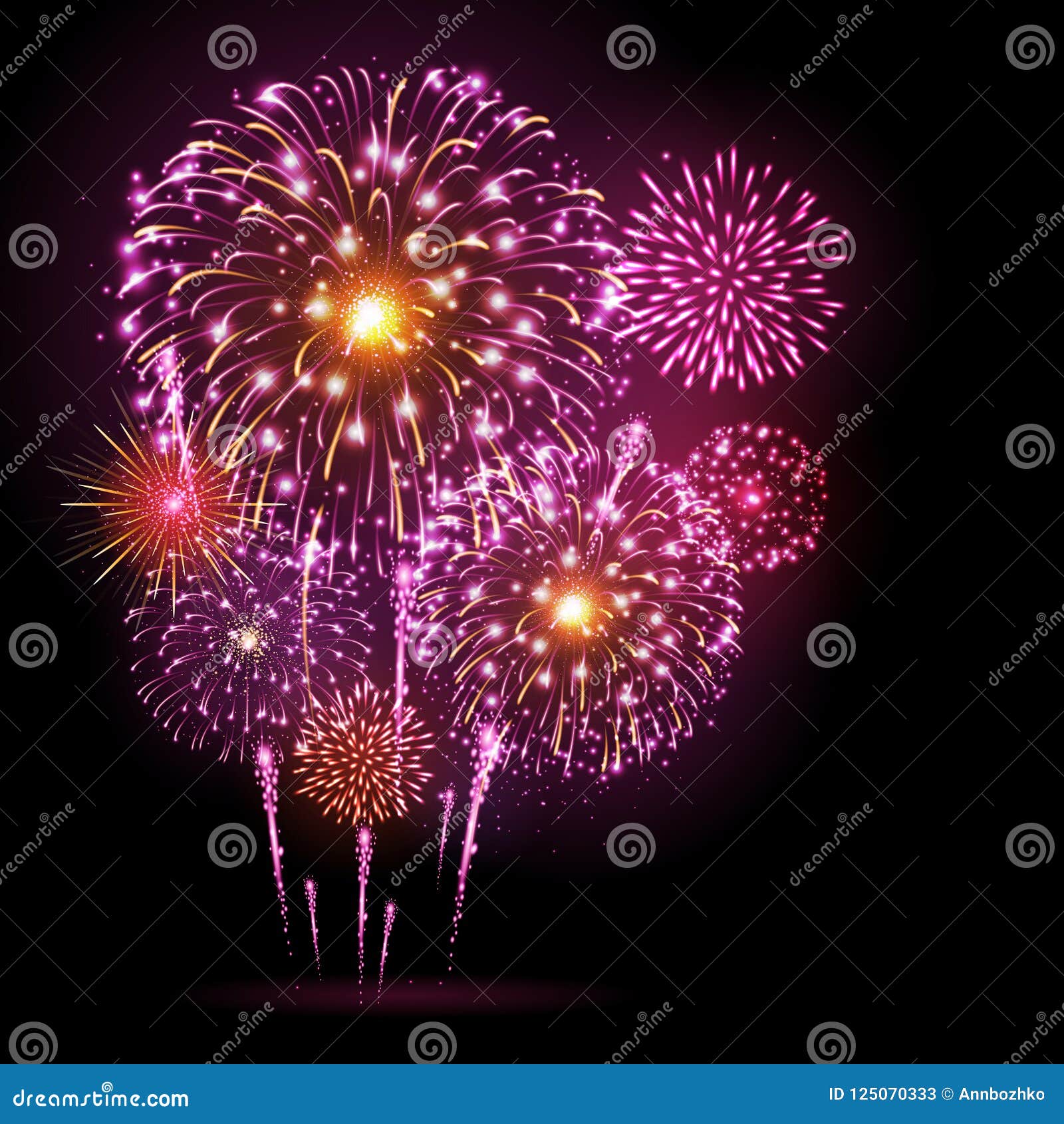 Vector Holiday Festival Pink Firework. Independence Day Stock Vector ...