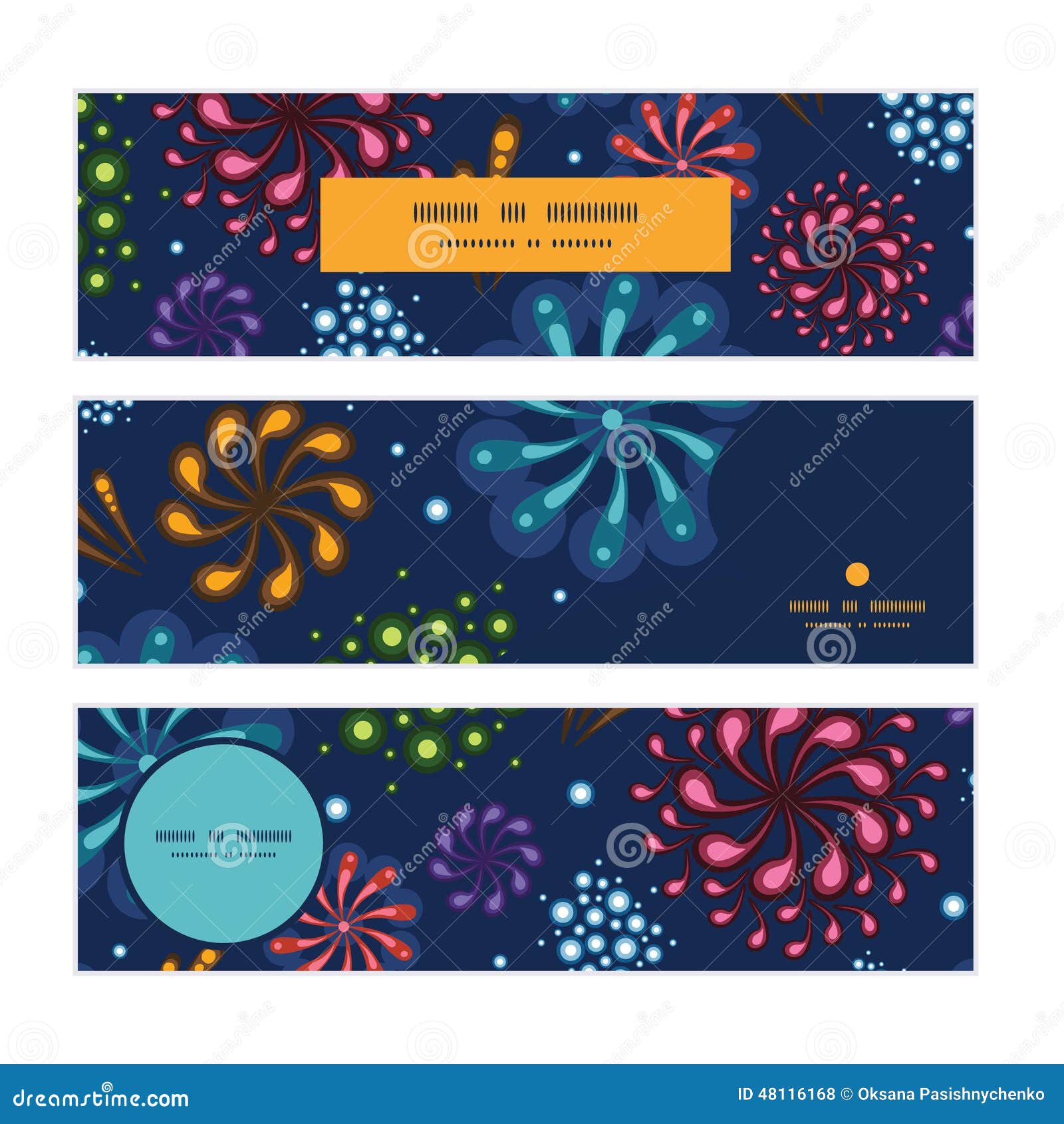 Vector Holiday Fireworks Horizontal Banners Set Stock Vector ...