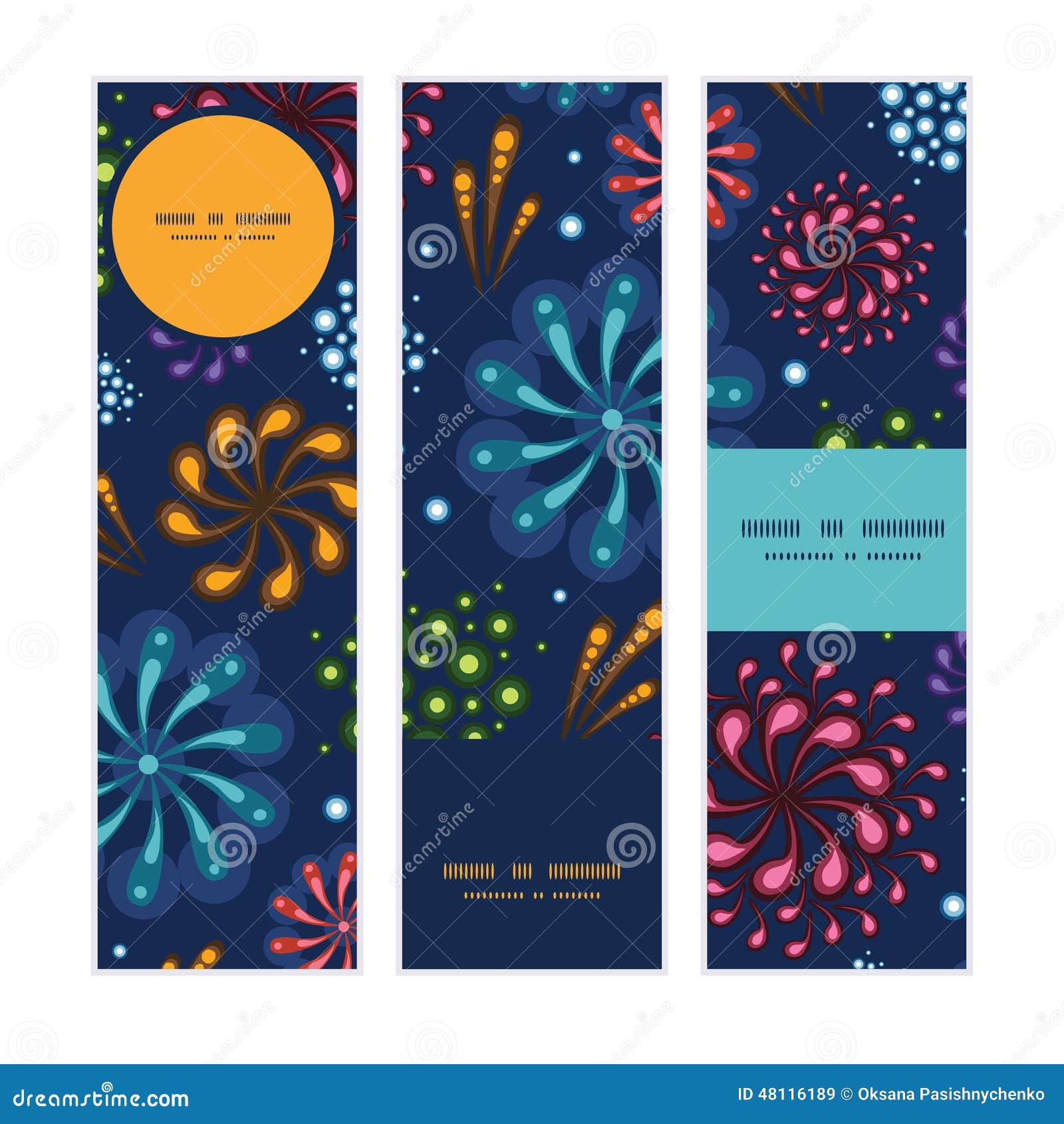 Vector Holiday Fireworks Vertical Banners Set Stock Vector ...