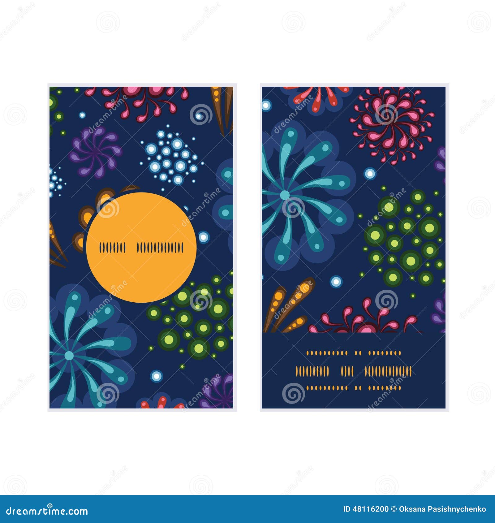 Vector Holiday Fireworks Vertical Round Frame Stock Vector ...