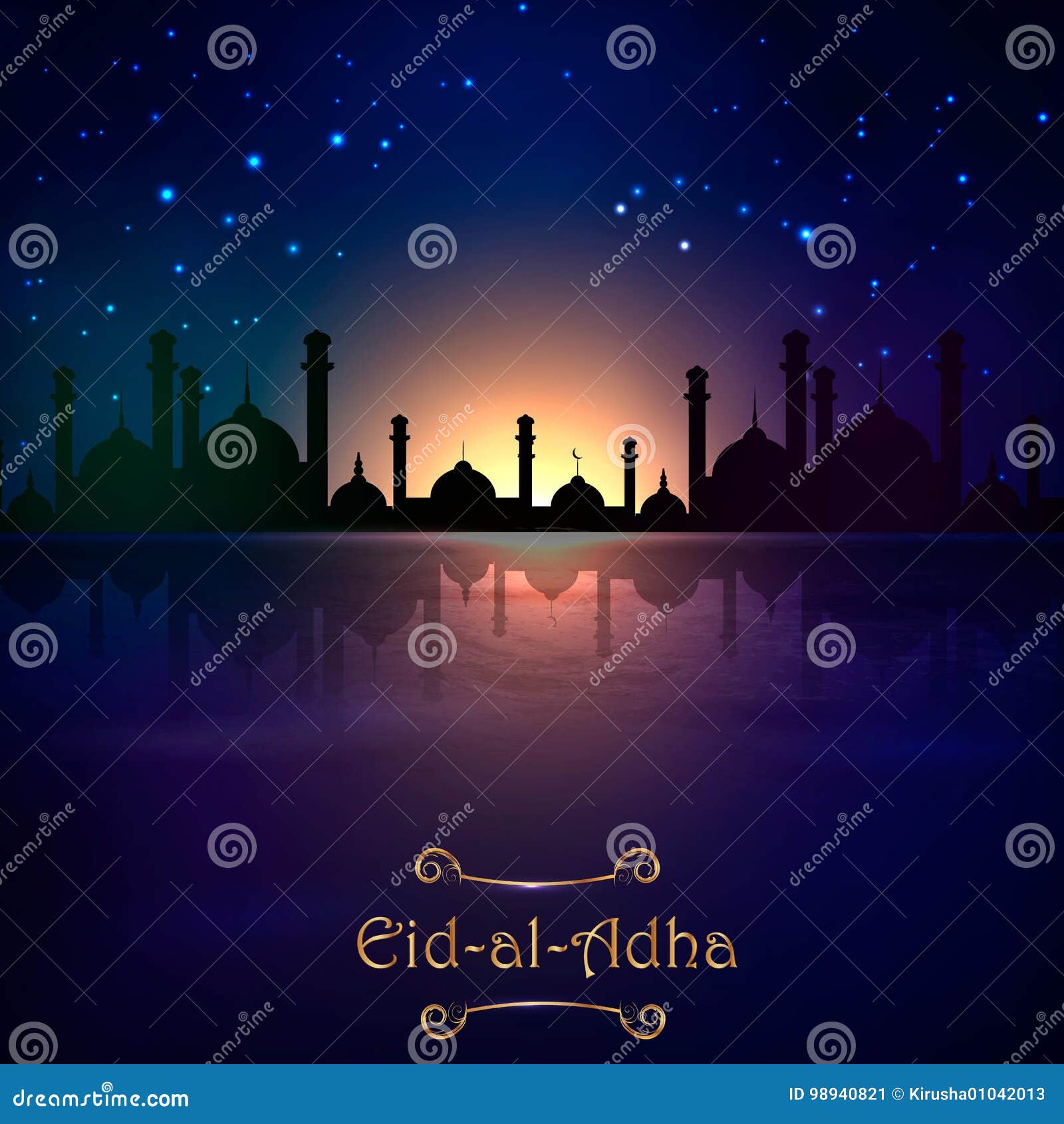 Vector Holiday Illustration Eid Al Adha Stock Vector - Illustration of ...