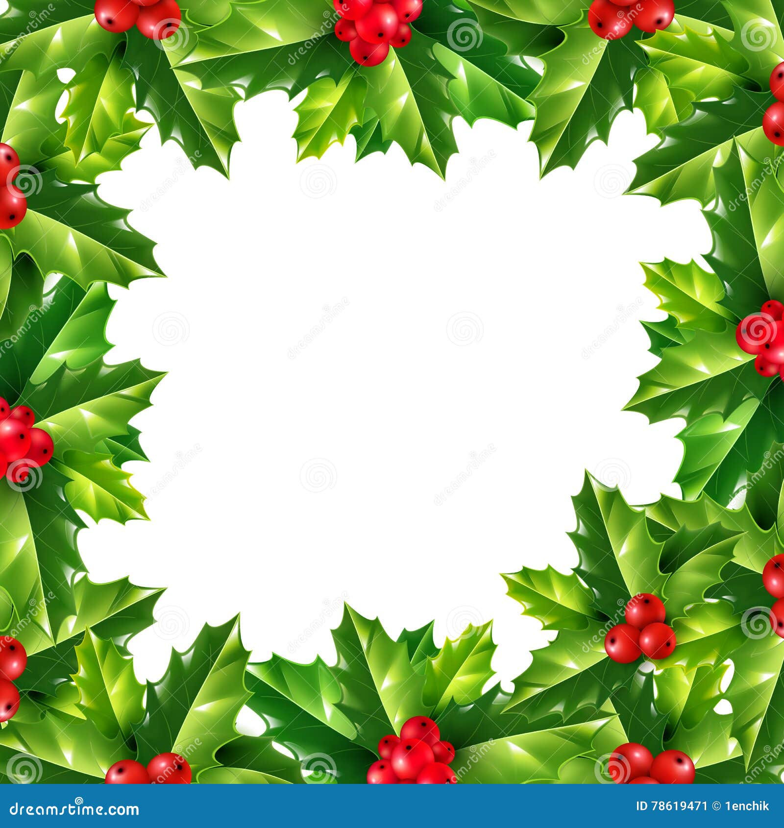Vector Holly Christmas Rectangle Frame Stock Vector - Illustration of ...