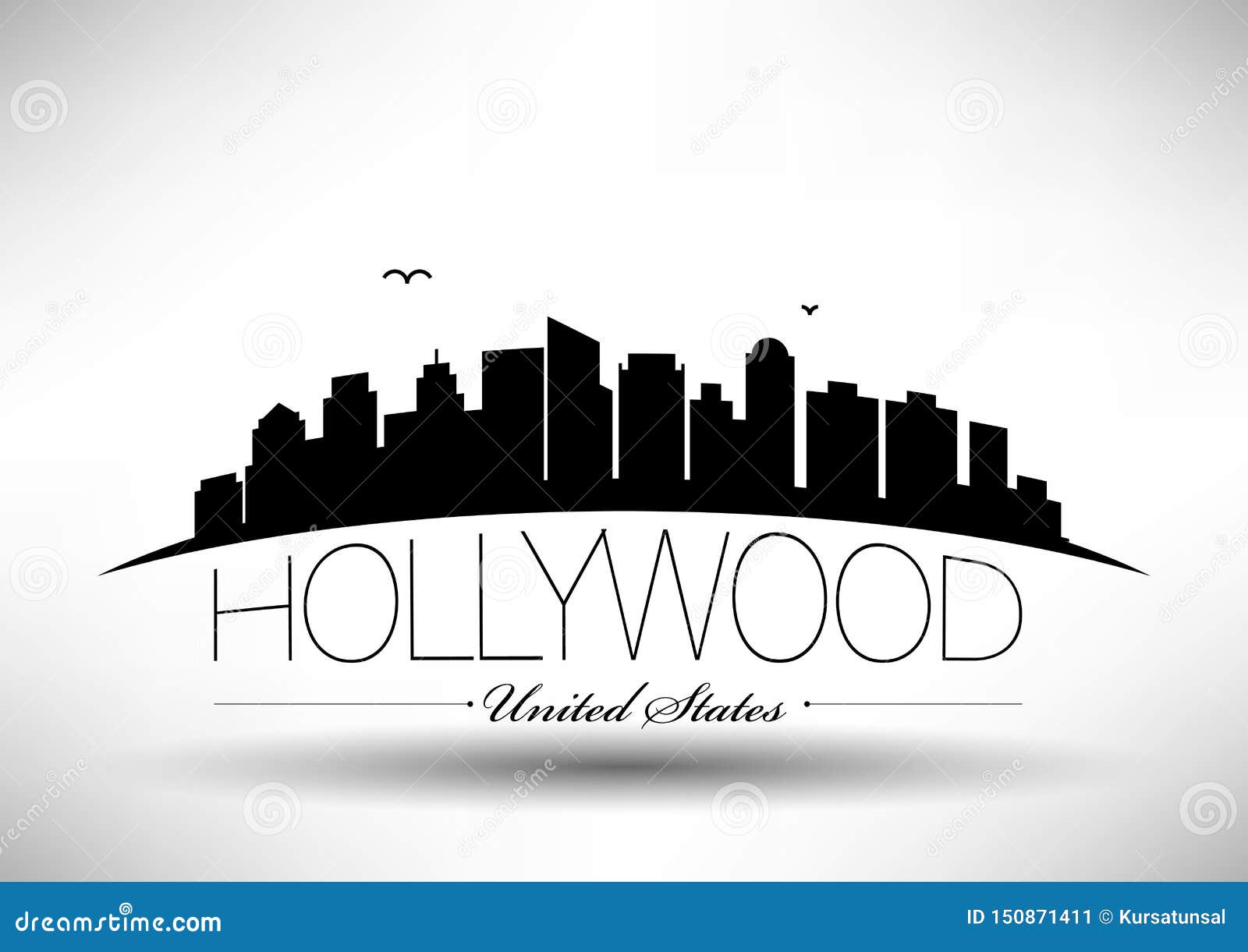 Vector Hollywood City Skyline Design Stock Vector - Illustration of ...