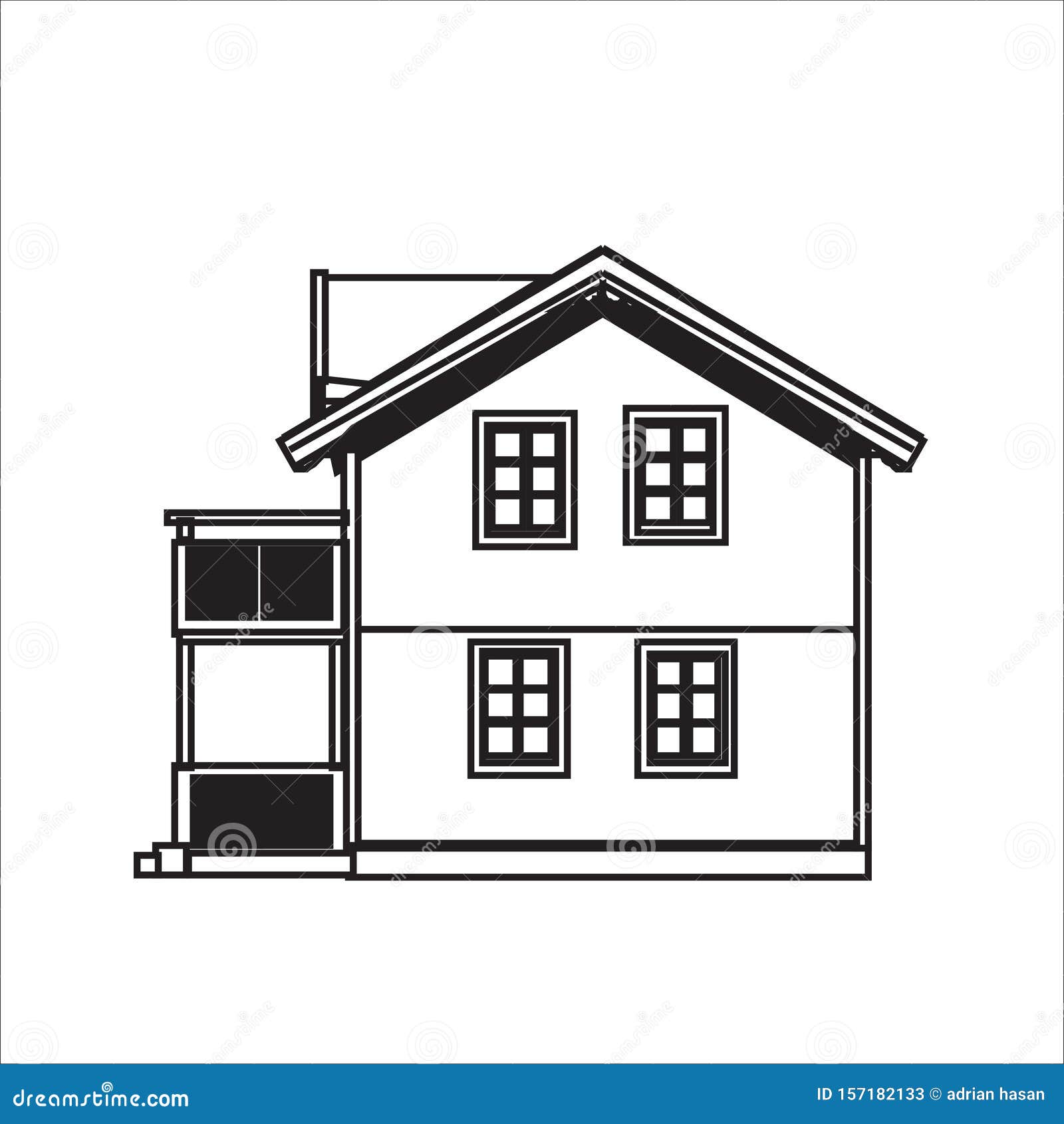 Vector Home Cartoon Ilustration, Building, Castle, Line Art Stock ...
