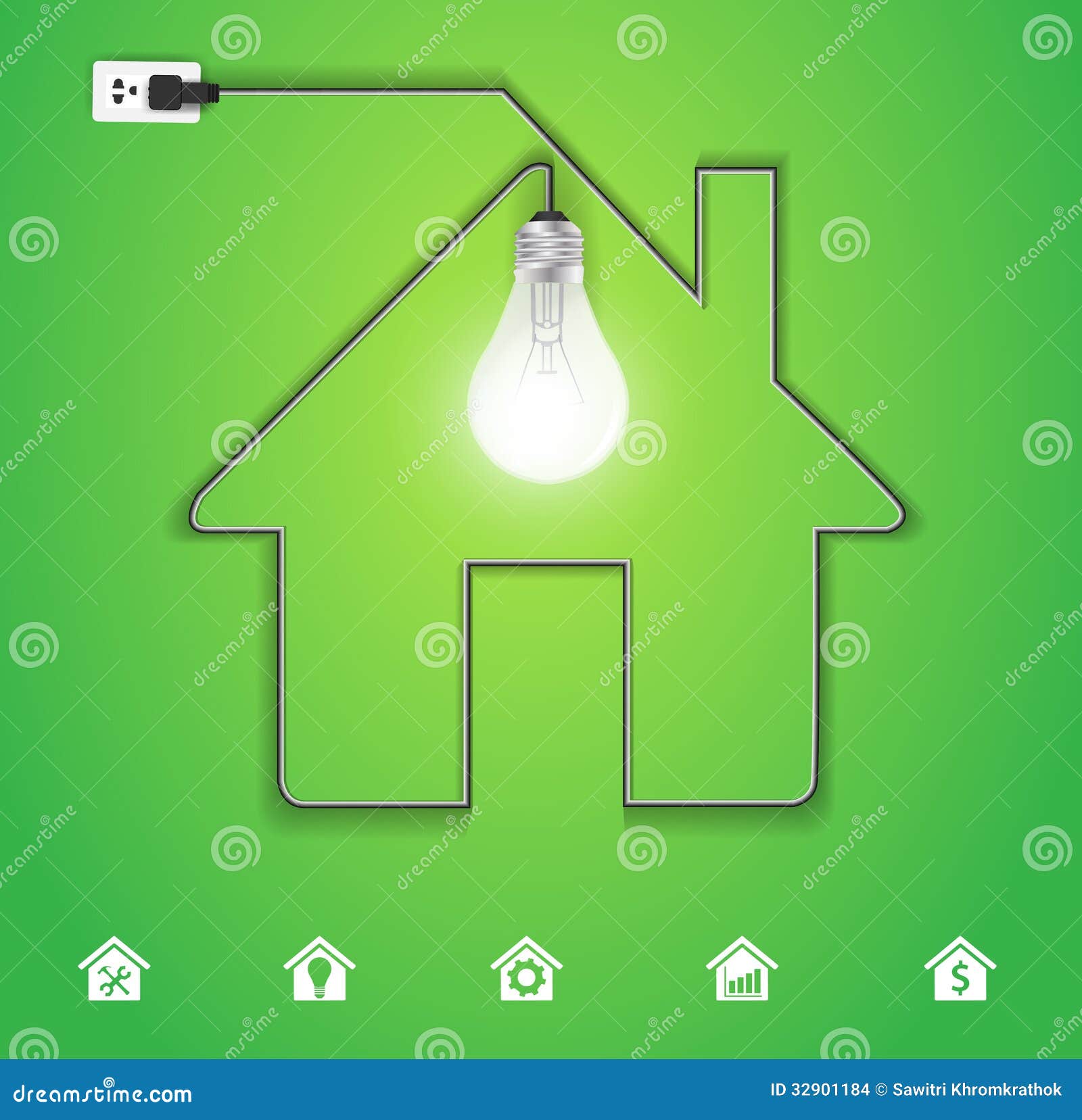 Vector Home Icon with Creative Light Bulb Stock Vector - Illustration ...