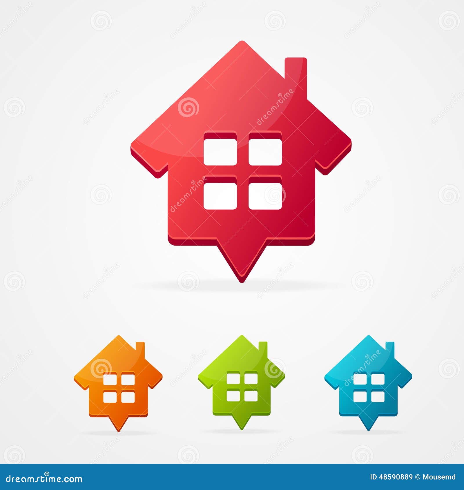 Vector Home Icon Pin Set Isolated on White Stock Vector - Illustration ...