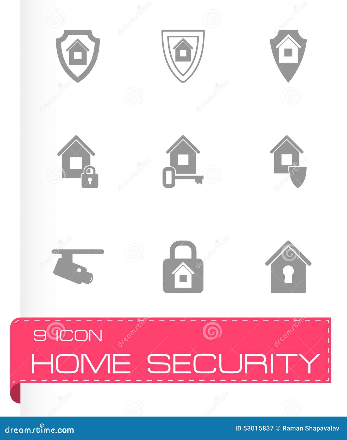 Vector Home Security Icon Set Stock Vector - Illustration of protection ...