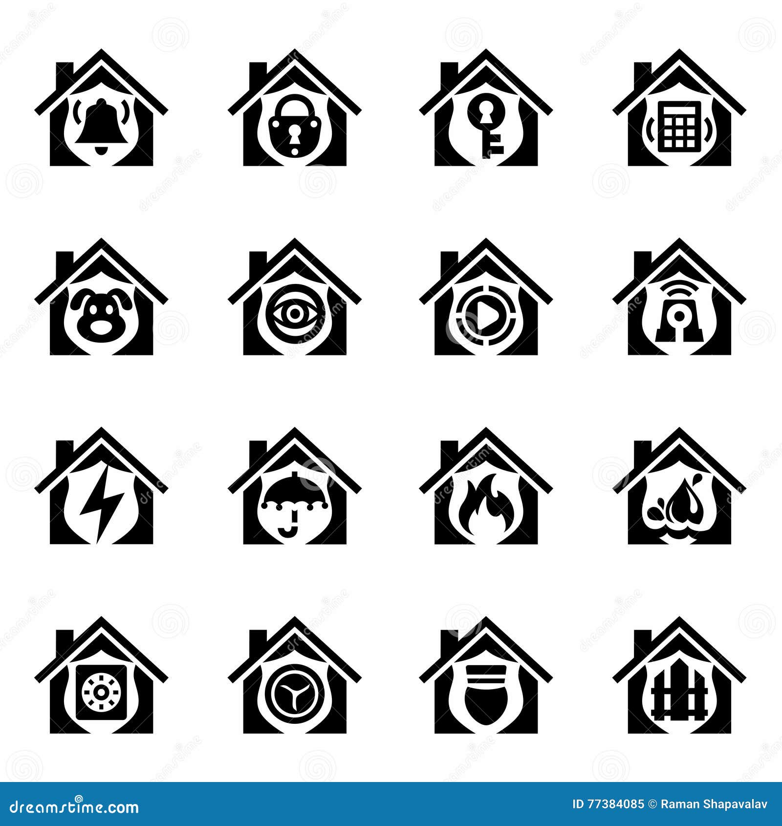 Vector Home Security Icon Set Stock Vector - Illustration of camera ...