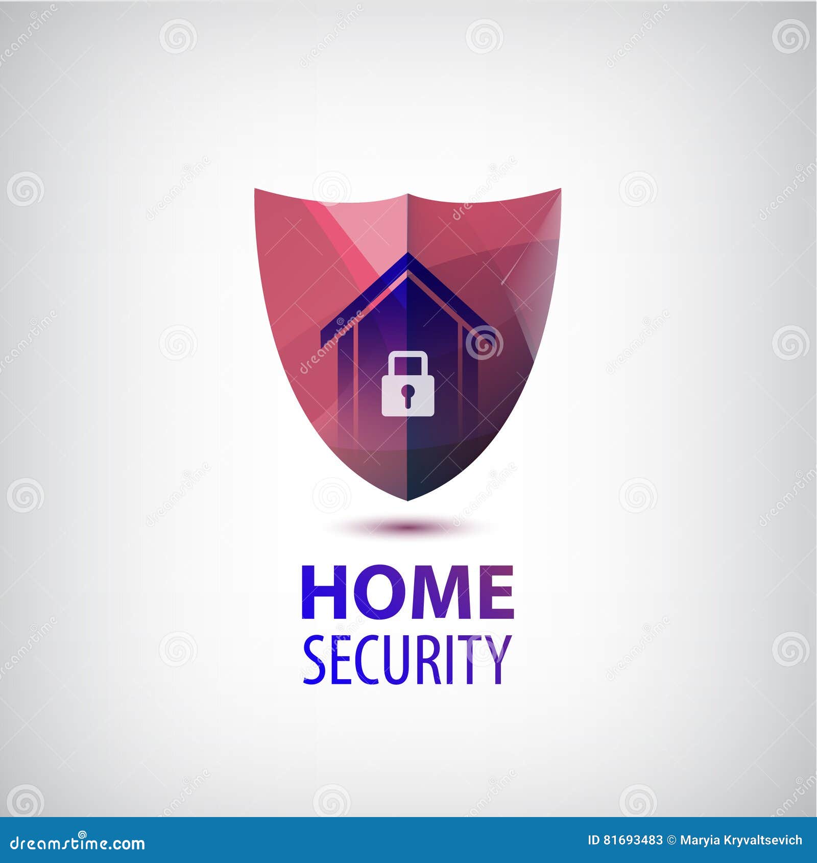 Vector Home Security Logo. 3d Red Shield with House and Lock Stock ...
