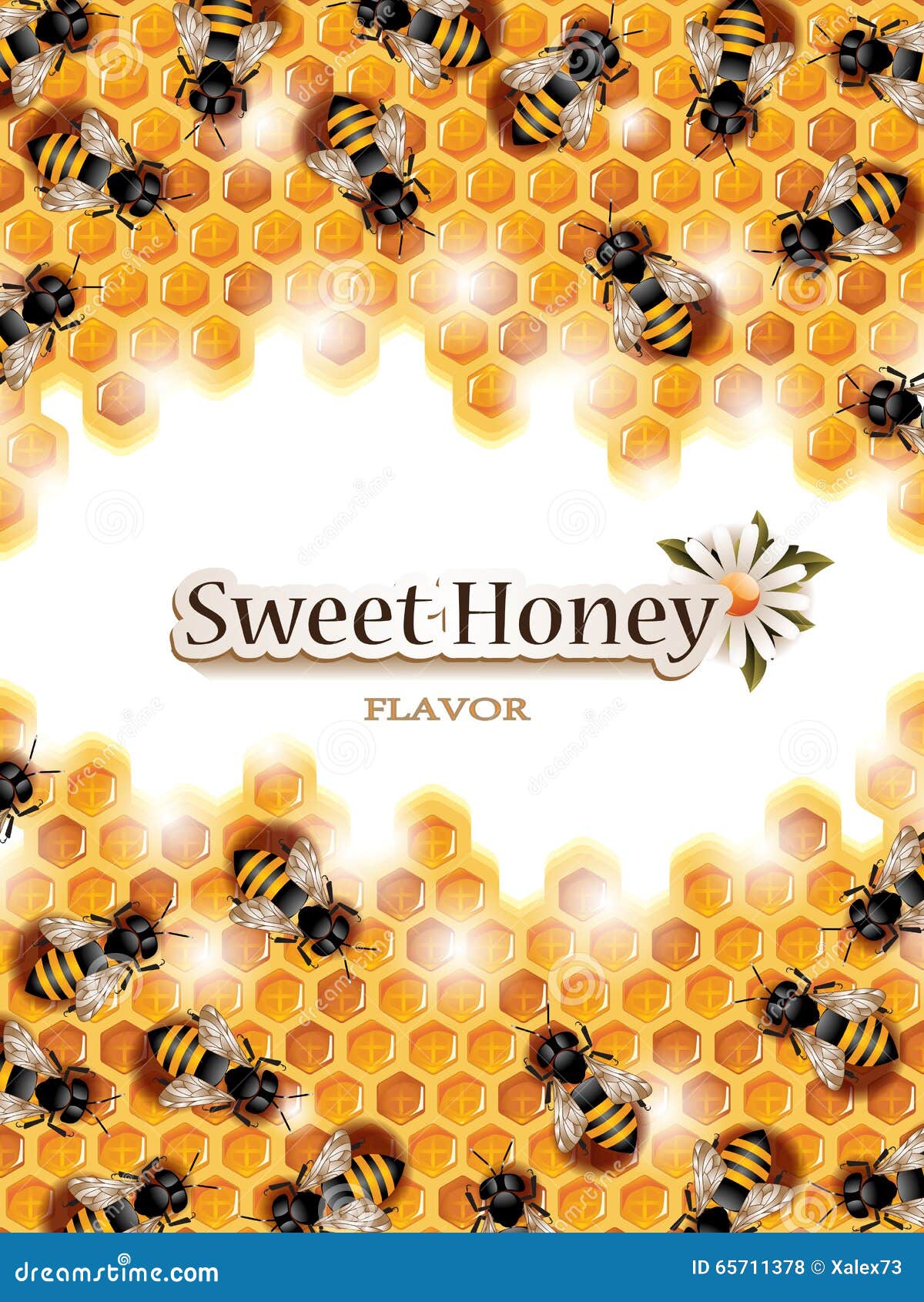 Too Sweet And Busy Honey Bees. Cartoon Vector Illustration. Cute ...